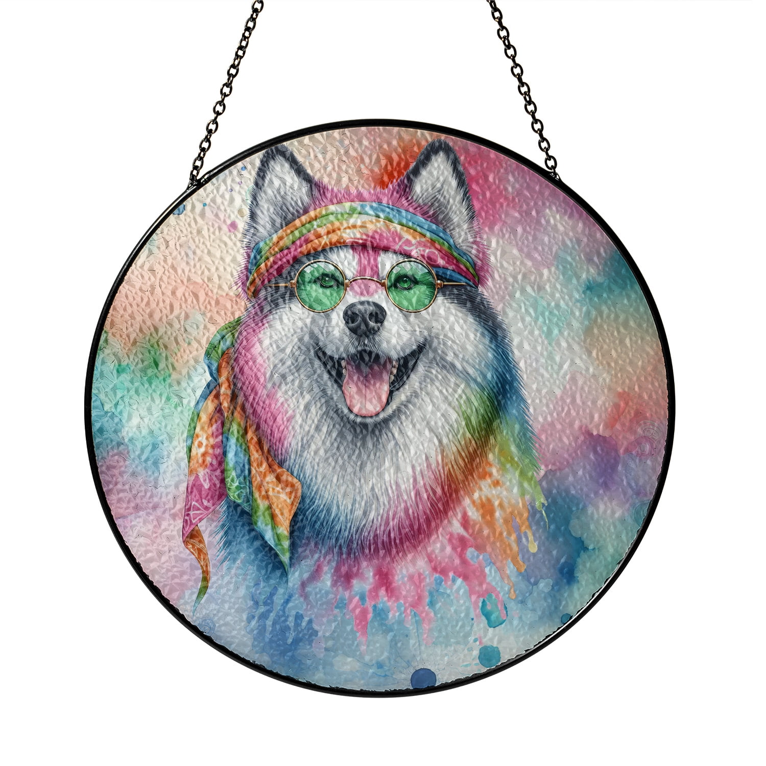 Hippie Siberian Husky Portrait Watercolor Tie-Dye Vintage Styles ...