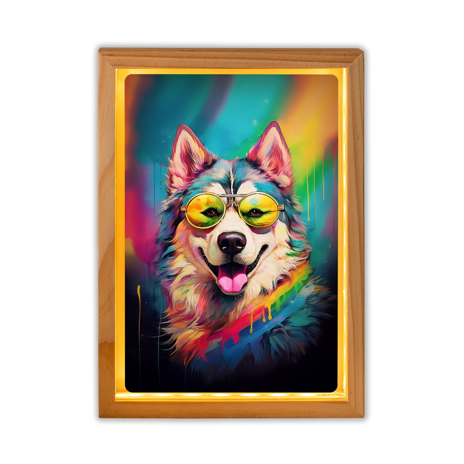 Hippie Siberian Husky Portrait oil painting Watercolor Tie-dye Vintage ...
