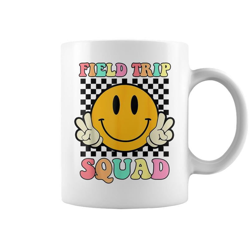 Hippie Smile Face Field Trip Squad Groovy Field Day 2024 Coffee Mugs ...