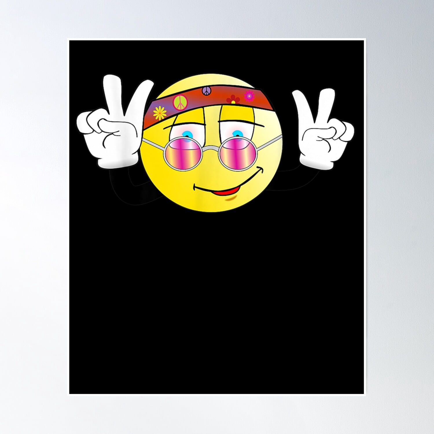 Hippie Smiley Face Festival Peace Emoji Smilie Poster Wall Art, Modern ...