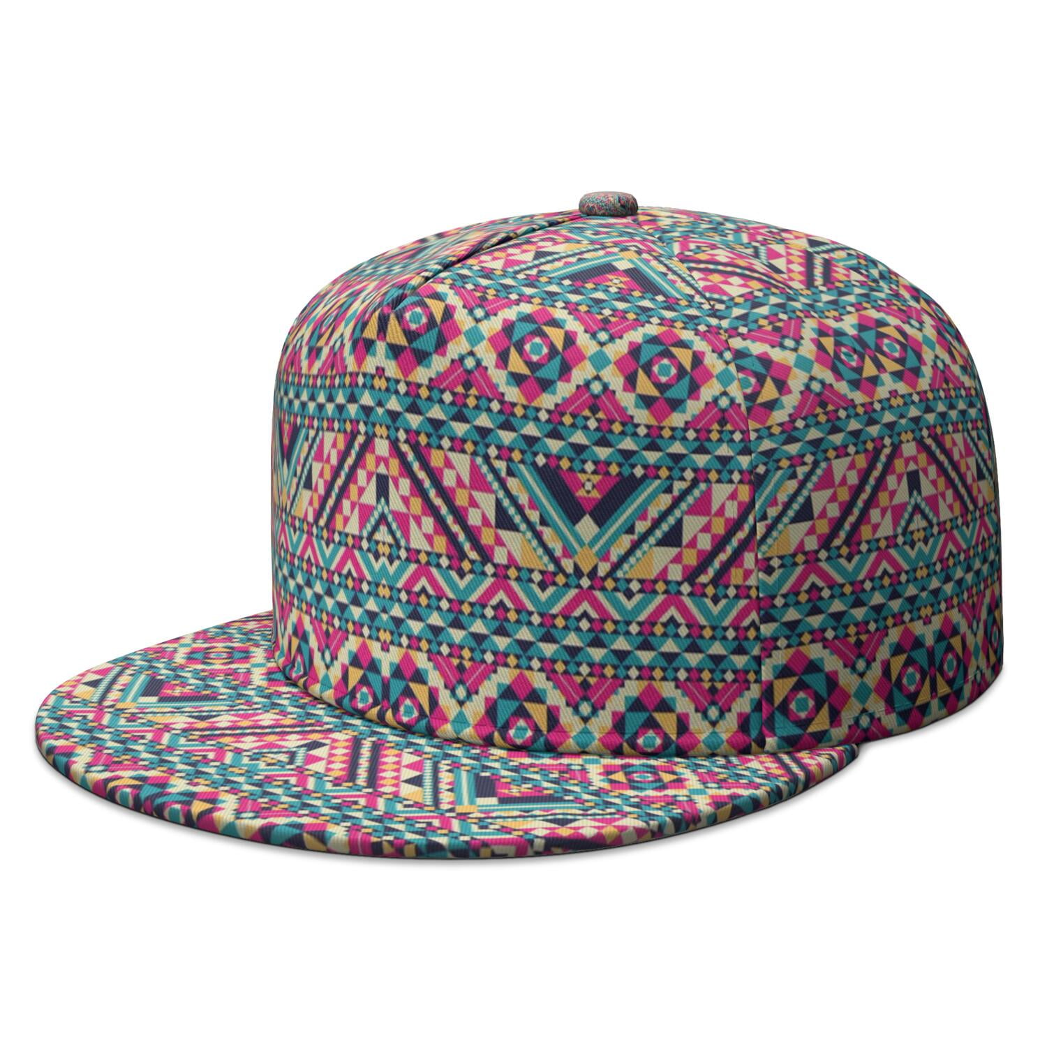 Hippie Snapback Hat – Boho Chic Flat Bill Cap with Vintage Floral Print ...