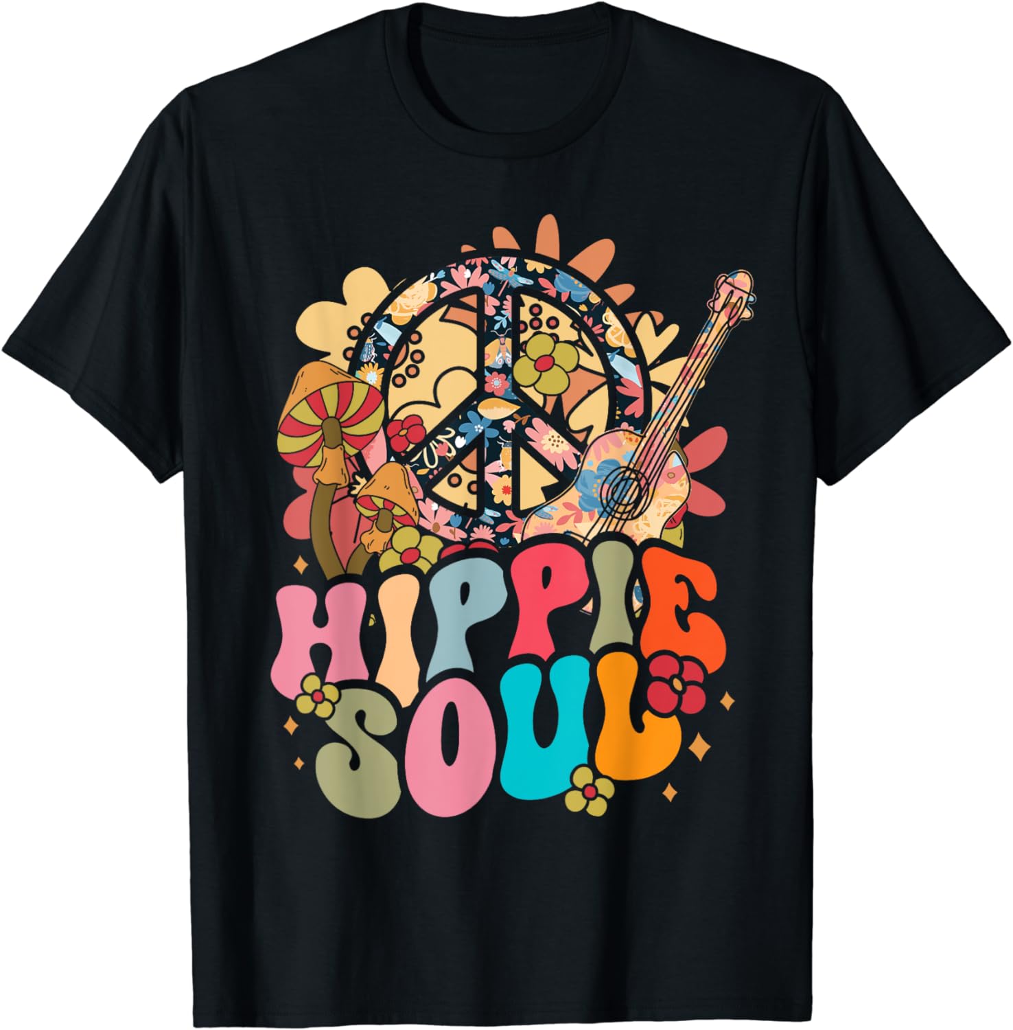 Hippie Soul Peace Sign Flowers Retro 70s 80s Costume T-Shirt - Walmart.com