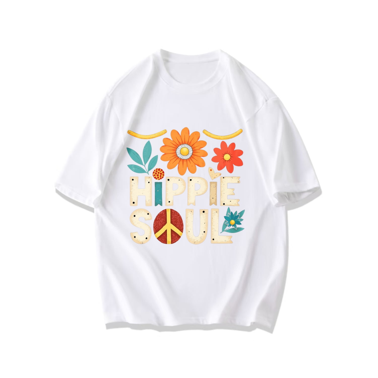 Hippie Soul T Shirt Black Flower Peace Sign And Text Design For Casual ...