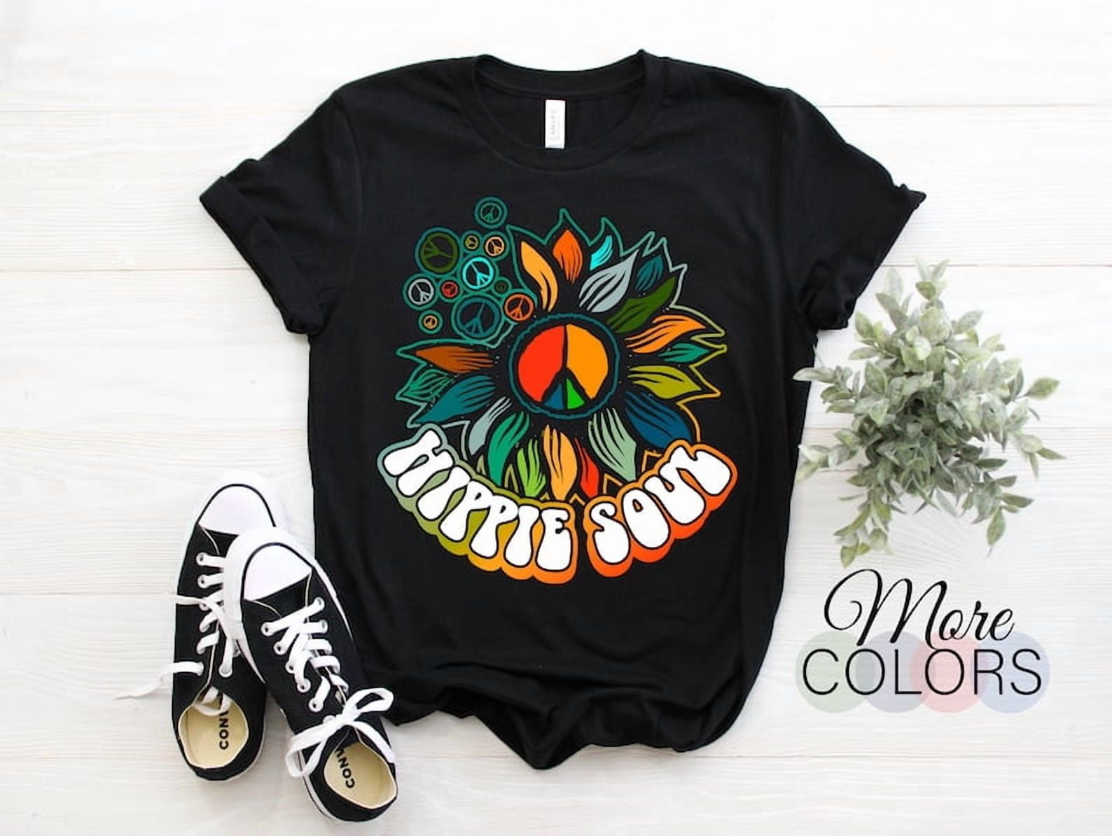 Hippie Soul Vintage Sunflower Retro Disco Costume Party T-shirt, Gypsy ...