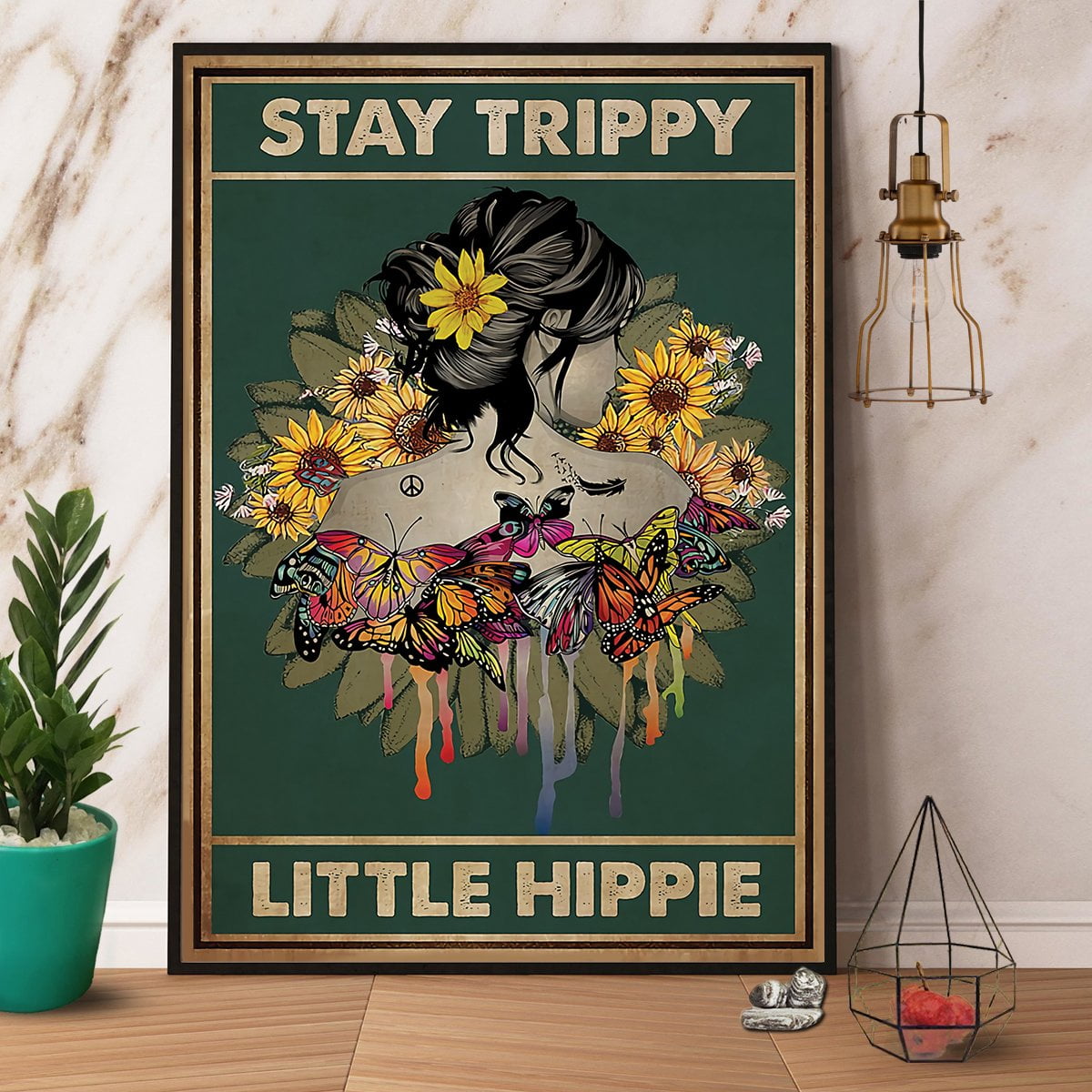 Hippie Stay Trippie Little Hippie Sunflower Butterfly Paper Poster No ...