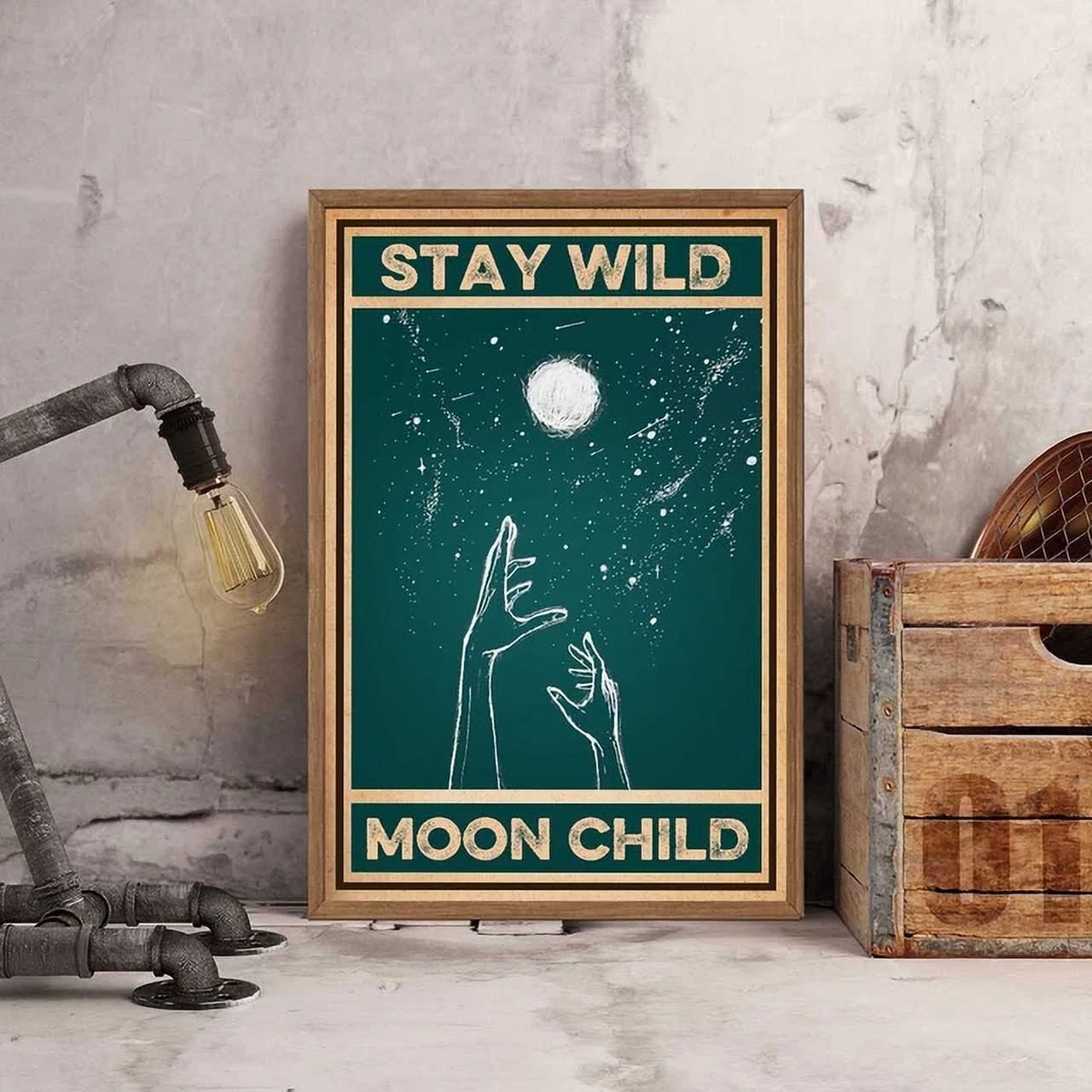 Hippie Stay Wild Moon Child Vintage Poster Hippie Moon Poster Print ...