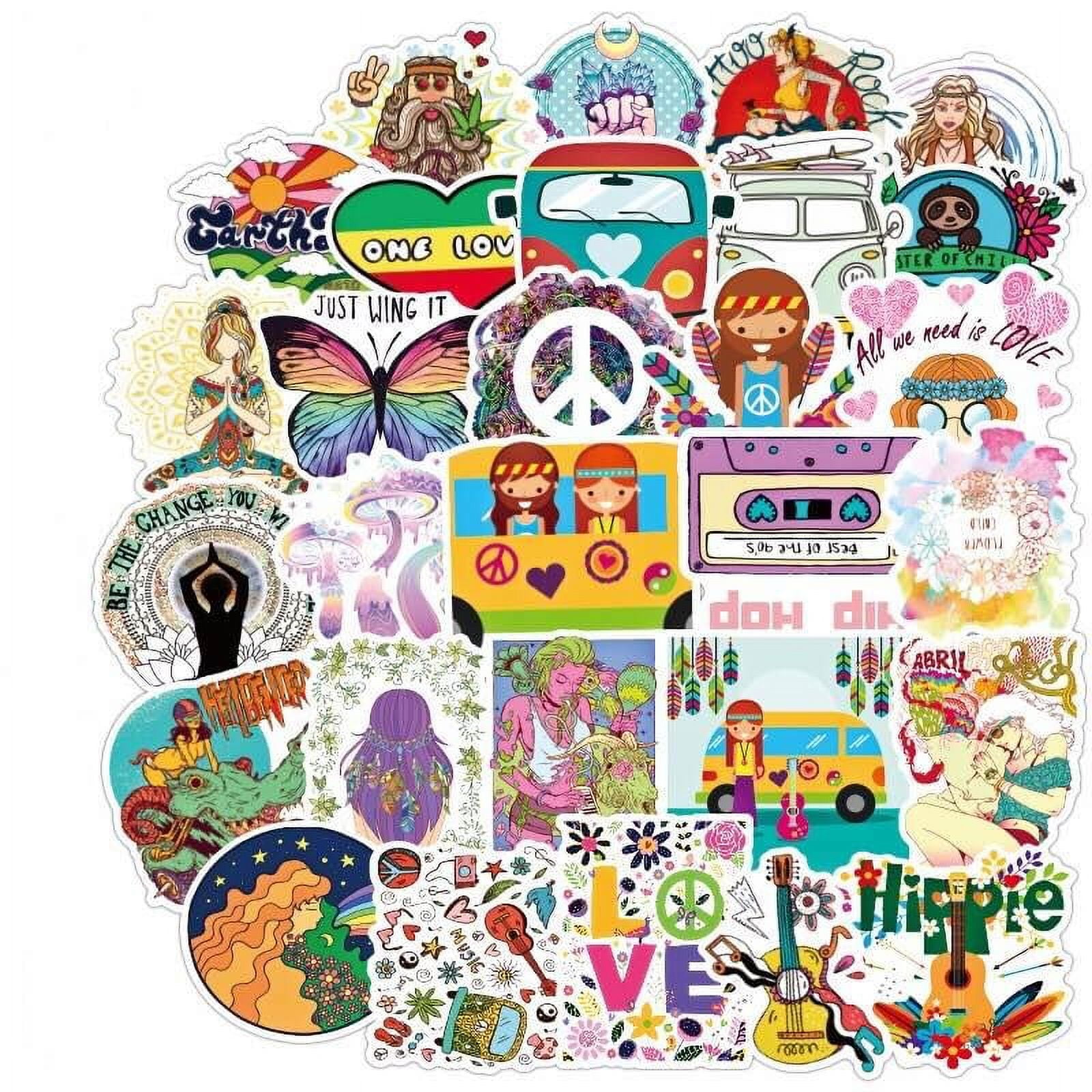 Hippie Stickers Decorations, 100 Pcs Hippie Stickers Peace Love ...