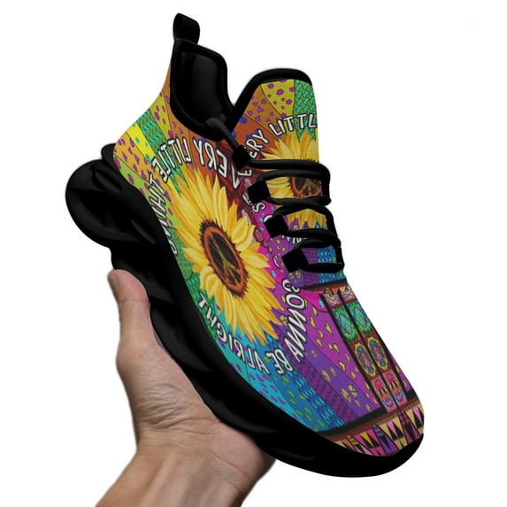 Hippie Sunflower Every Little Thing Gonna Be Alrig Shoes Sneakers Black ...