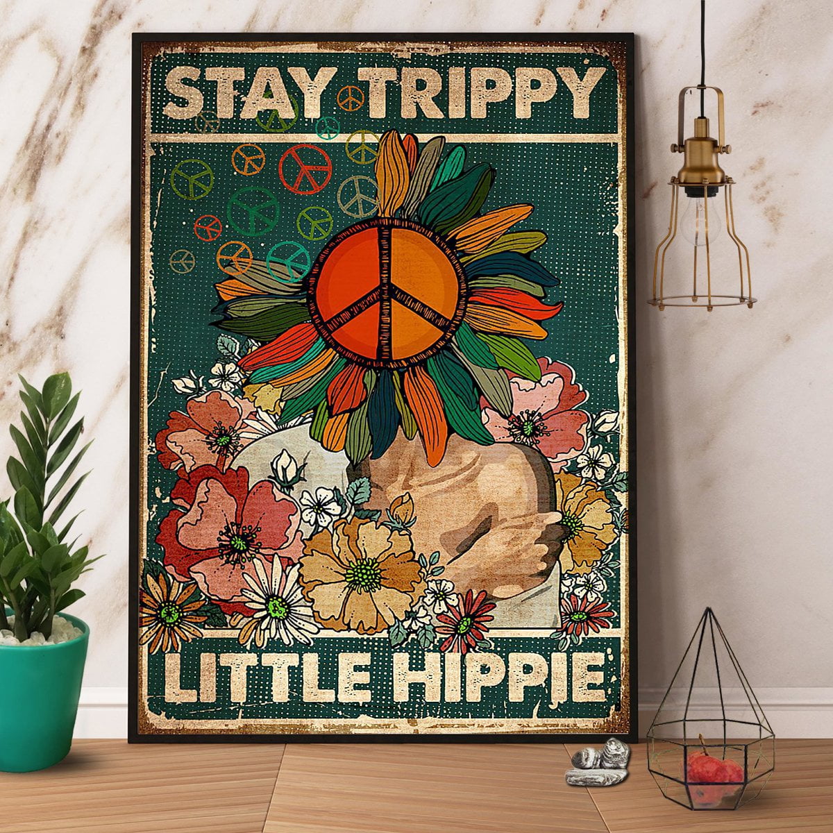 Hippie Sunflower Stay Trippy Little Hippie Paper Poster No Frame Matte ...