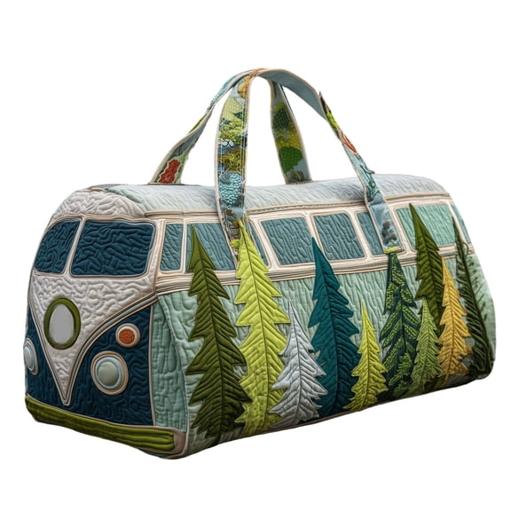 Hippie Van Quilted Duffle Bag, Boho Travel Weekender Bag with Strap ...