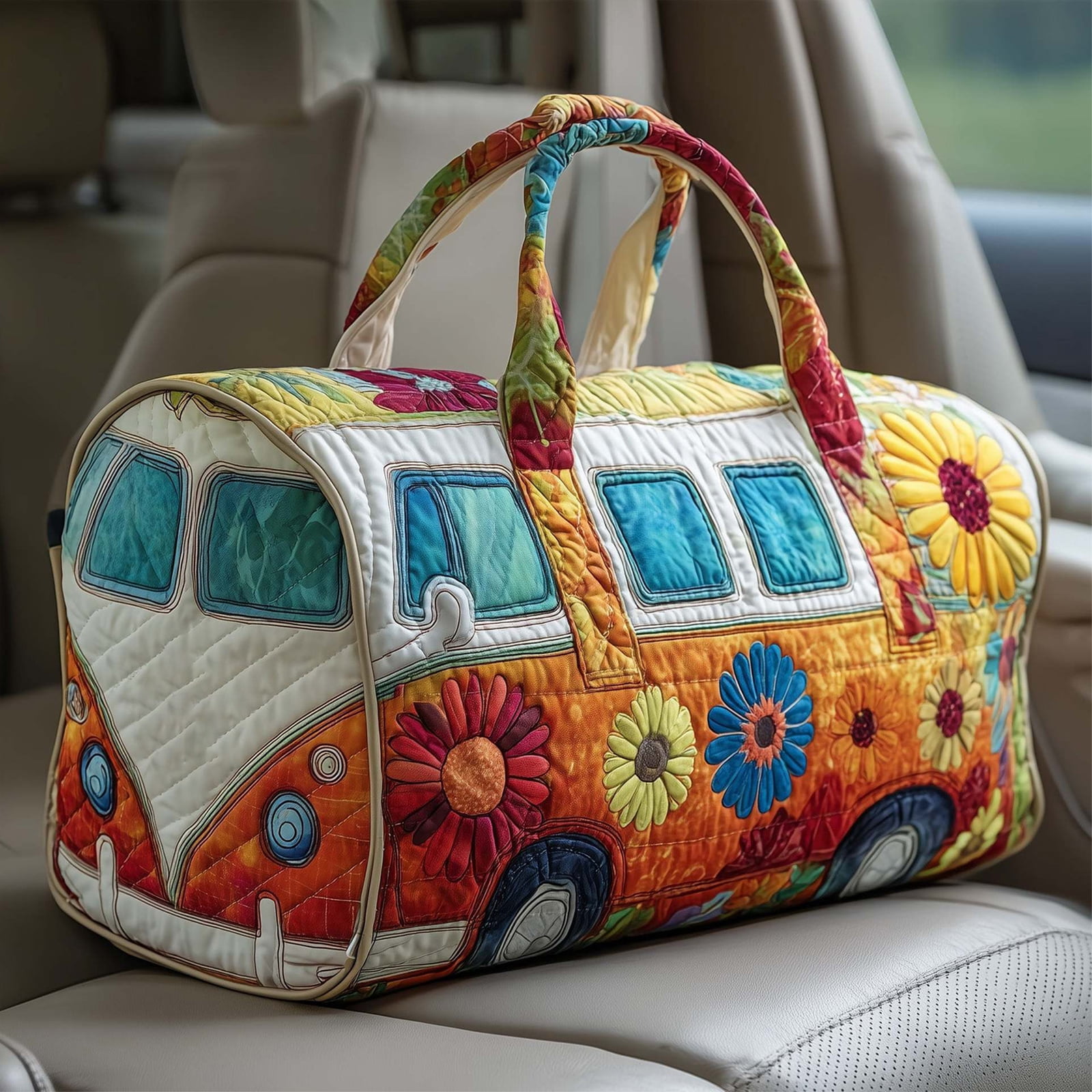 Hippie Van Quilted Duffle Bag, Quilted Duffle Bag, Roomy Weekender ...