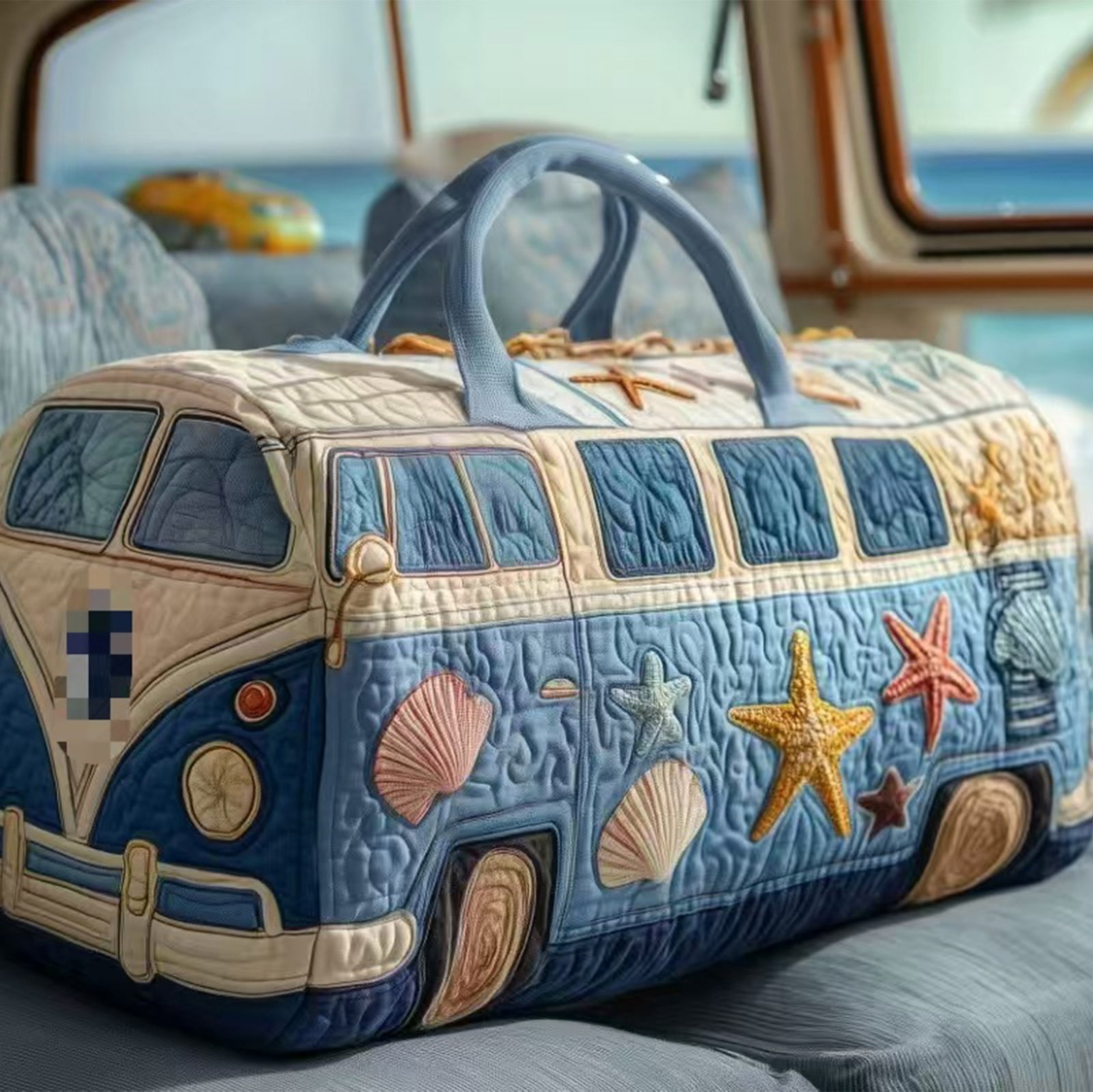 Hippie Van Quilted Duffle Bag, Quilted Duffle Bag, Vintage Van Themed ...