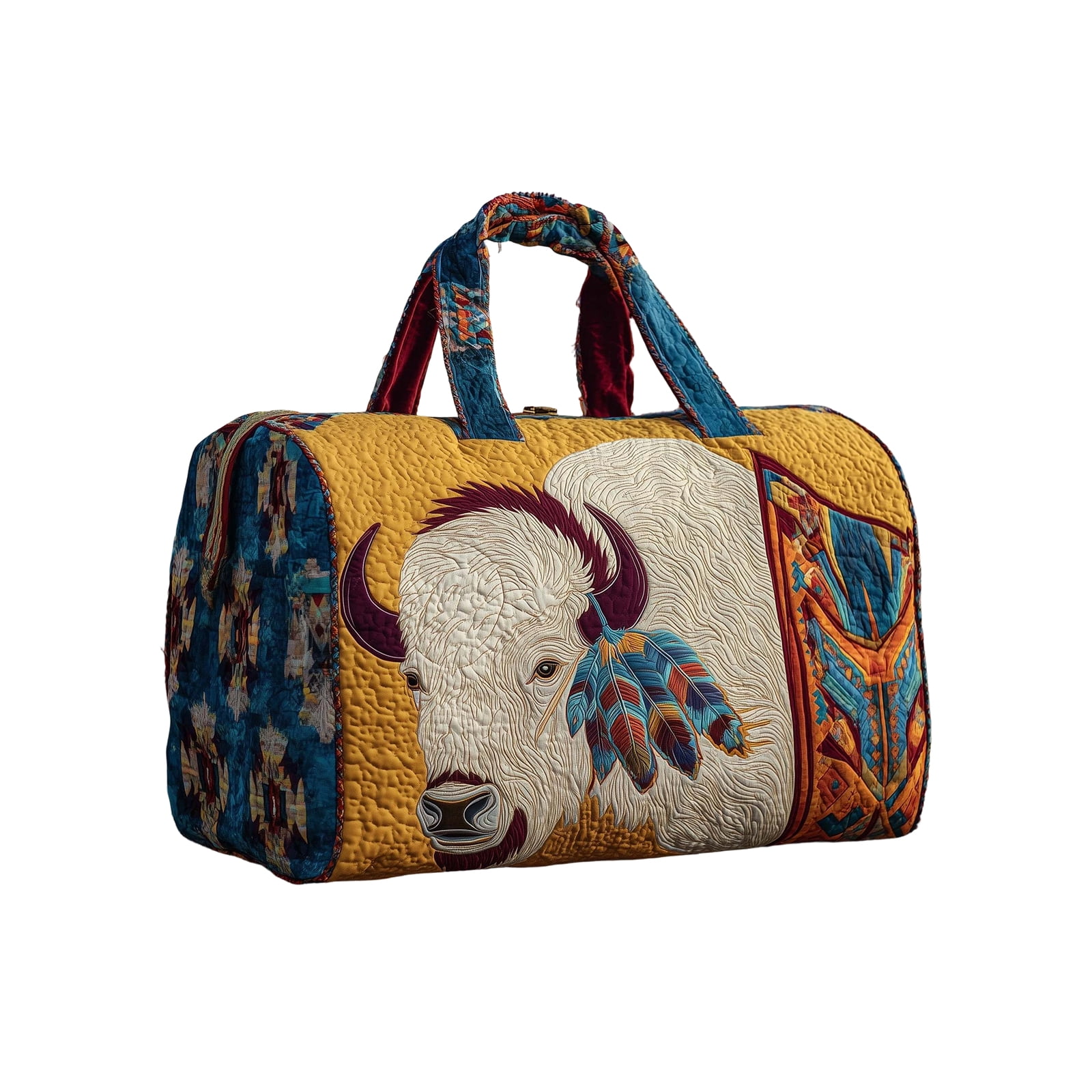 Hippie Van Quilted Duffle Bag - Retro Patchwork Artistic Weekender - 18 ...