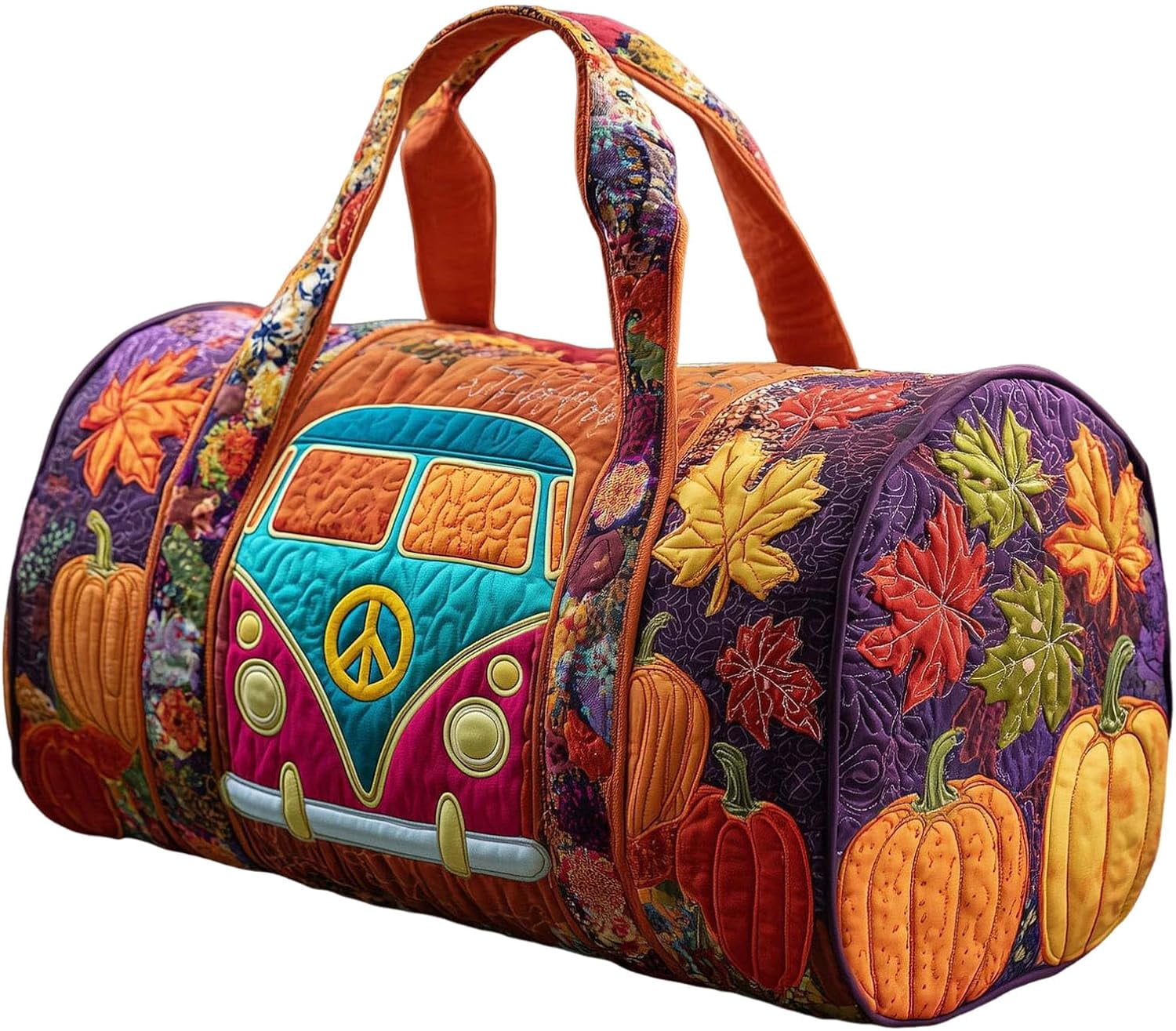 Hippie Van Quilted Duffle Bag Vintage Floral Van Travel Weekender Bag ...