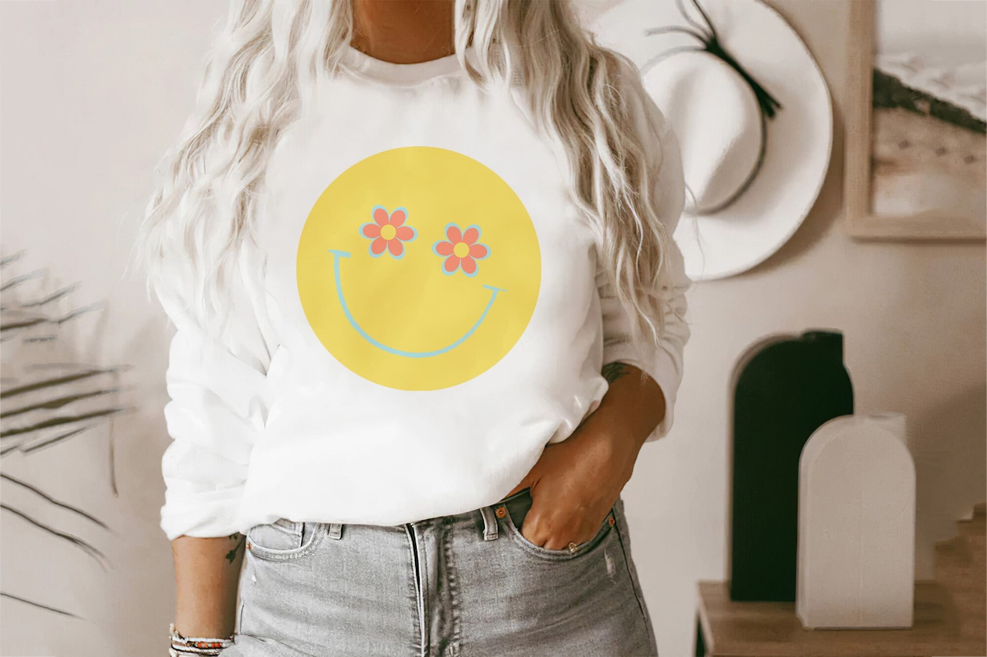 Hippie Vibes Cute Face Shirt, Retro Cute Face Shirt, Happy Face Shirt ...