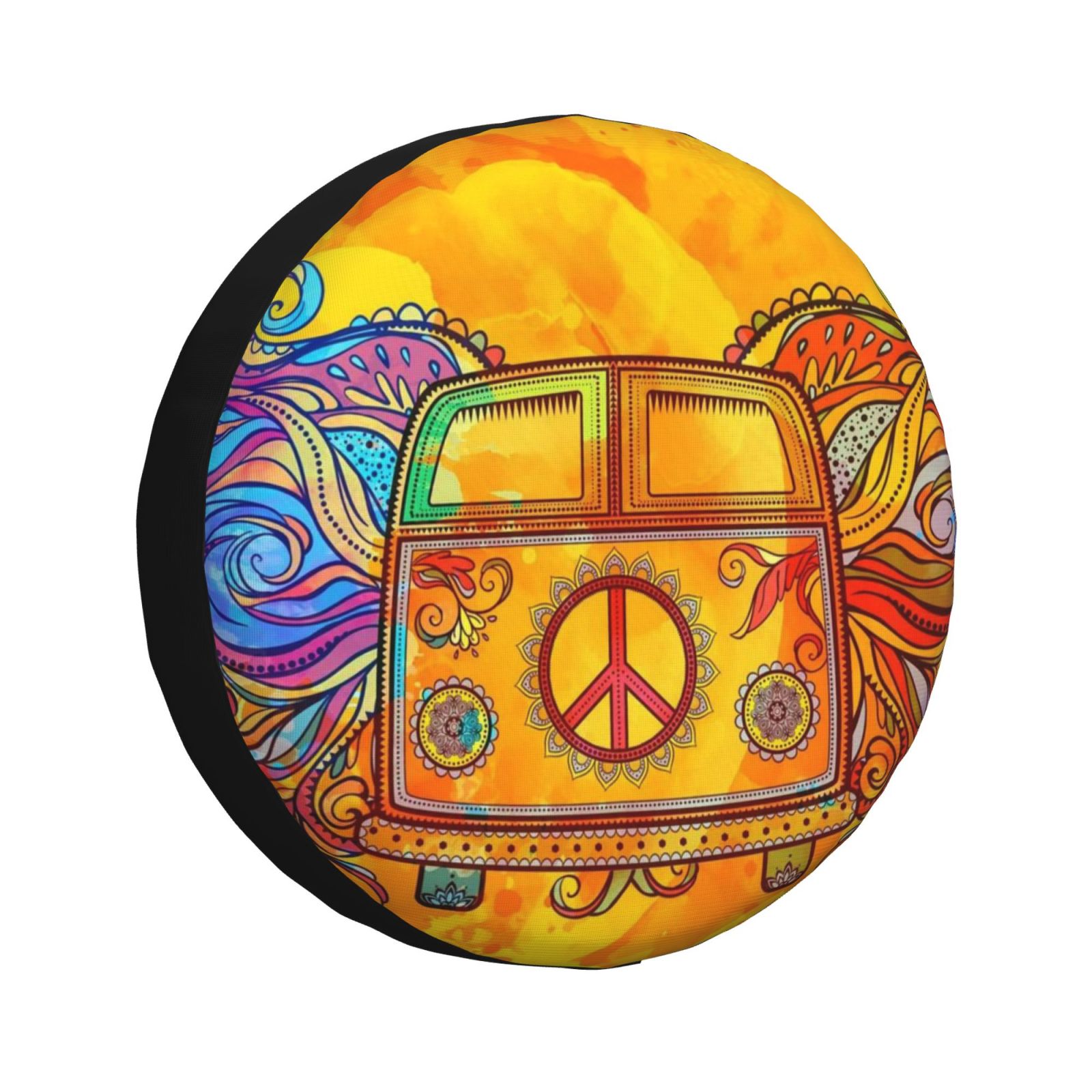 Hippie Vintage Car A Mini Van with Peace Sign Car Tire Dust Cover SUV ...