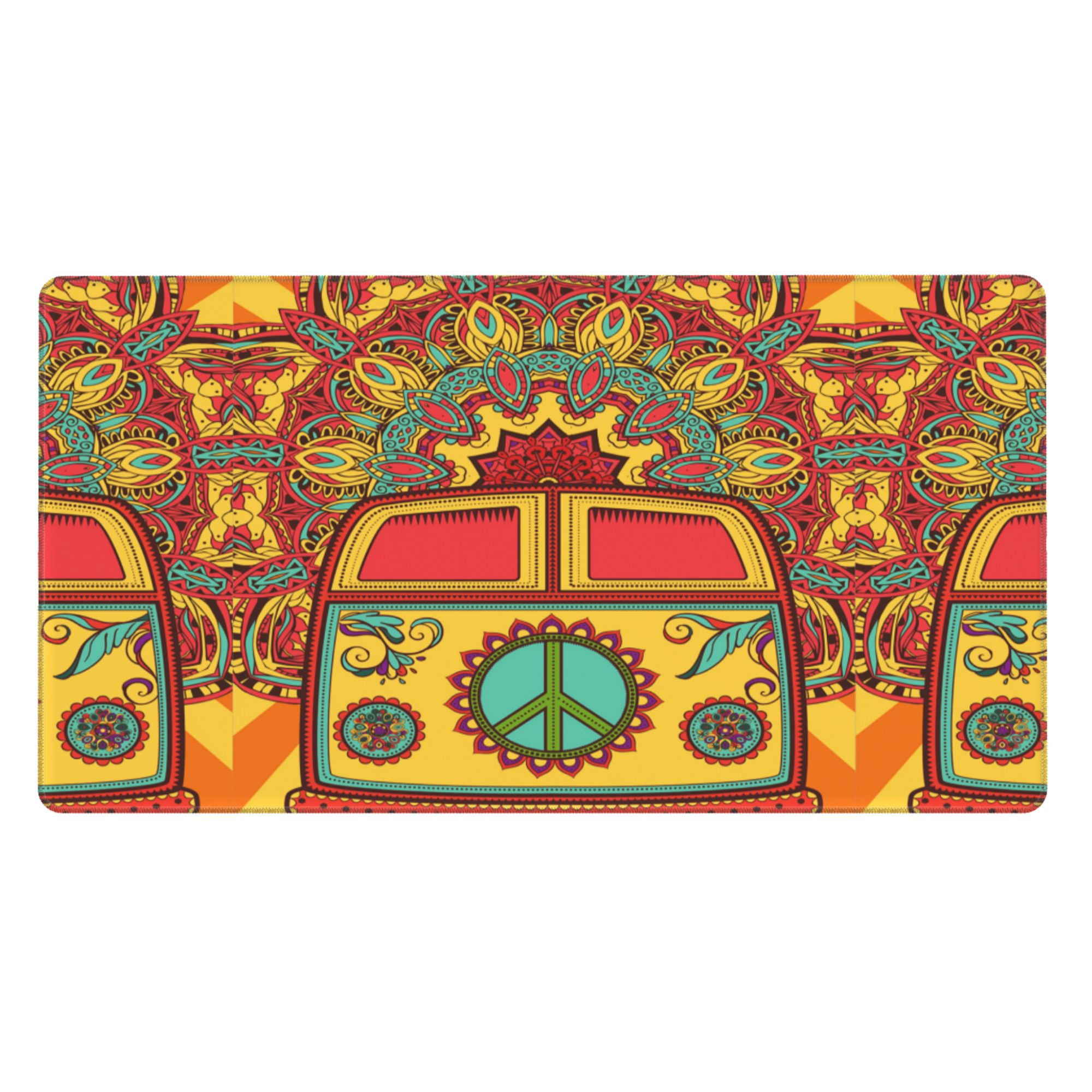 Hippie Vintage Mini Van Peace Sign Large Gaming Mouse Pad, Large ...