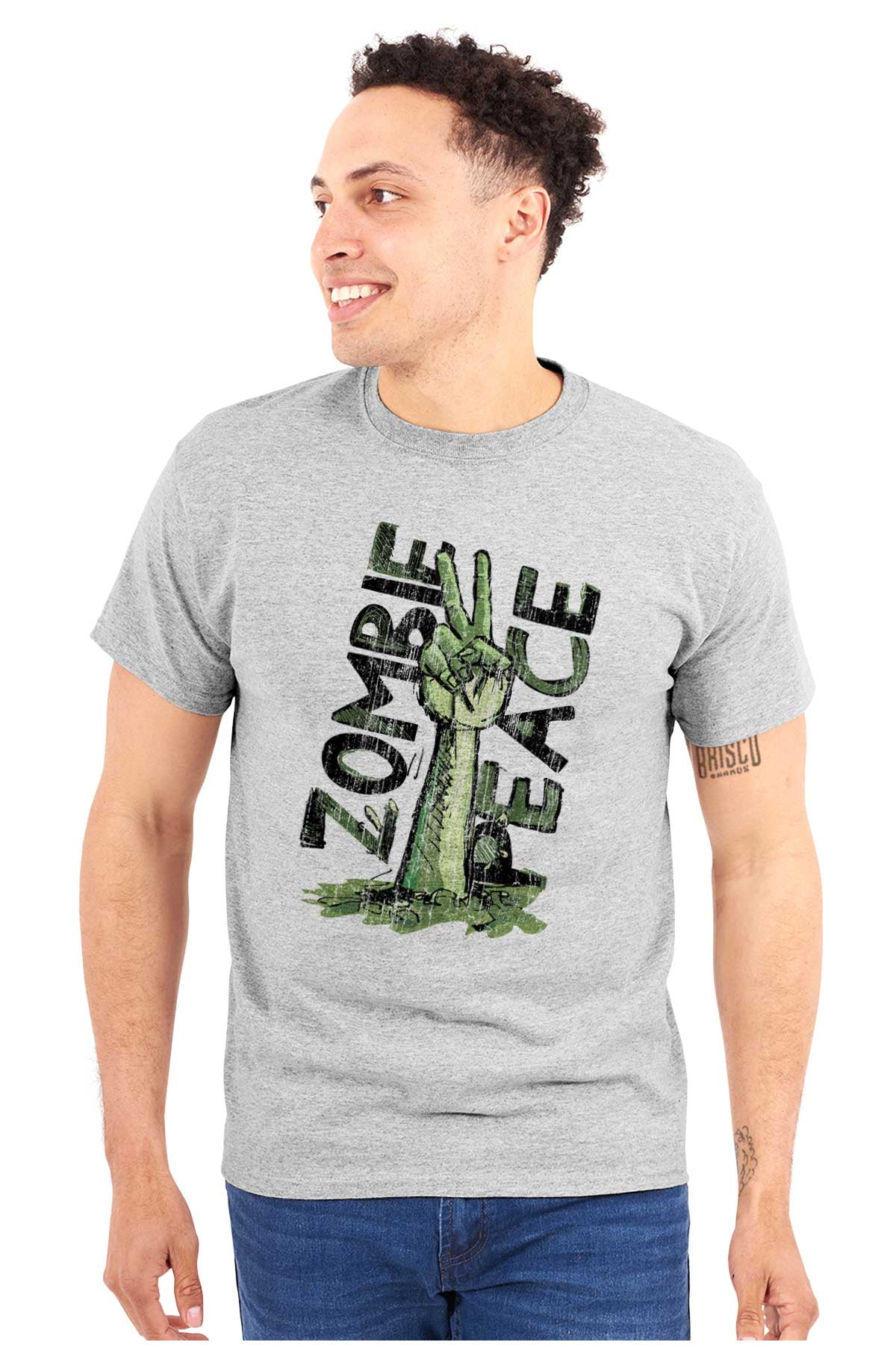Hippie Zombie Underground Peace Sign Men's Graphic T Shirt Tees Brisco Brands M - Walmart.com