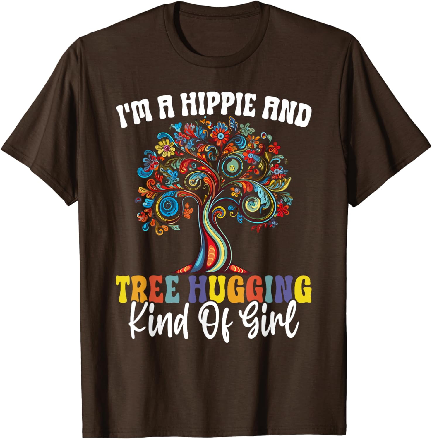 Hippie and Tree Hugging Girl Tree Hugger Environmentalist T-Shirt ...