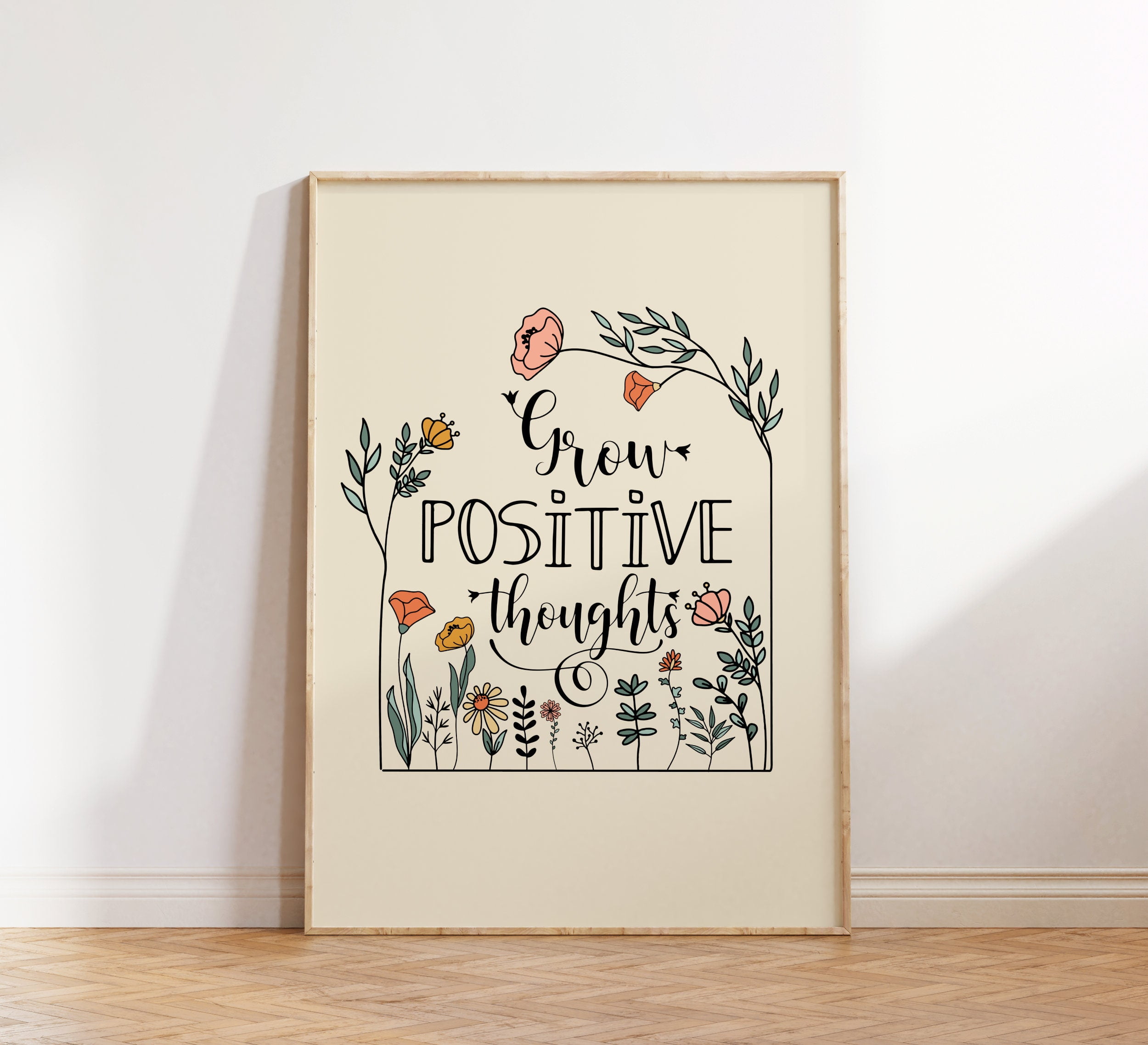 Hippie wall decor, Grow Positive Thought, Wall art quotes, Retro Wall ...