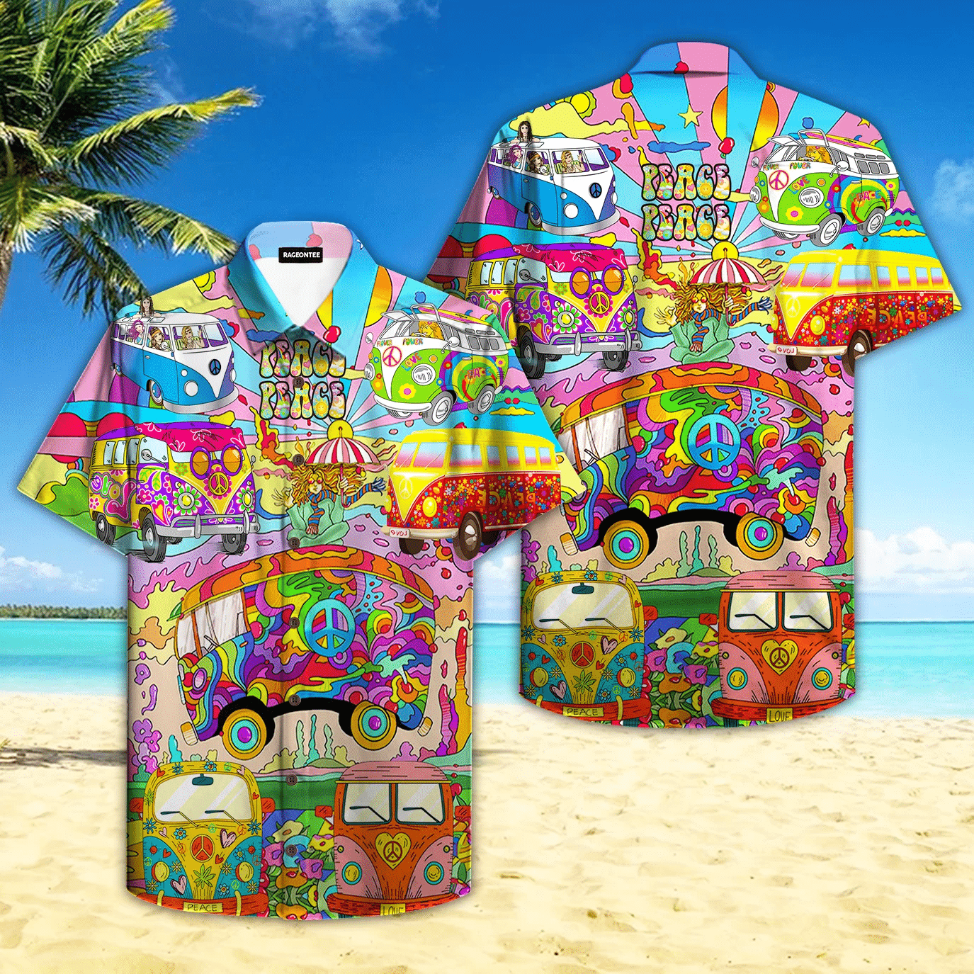 Hippies Bus Hawaiian Shirt - Walmart.com