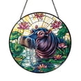 Hippo Acrylic Window Hanging Faux Stained Glass Style Animal Decor ...
