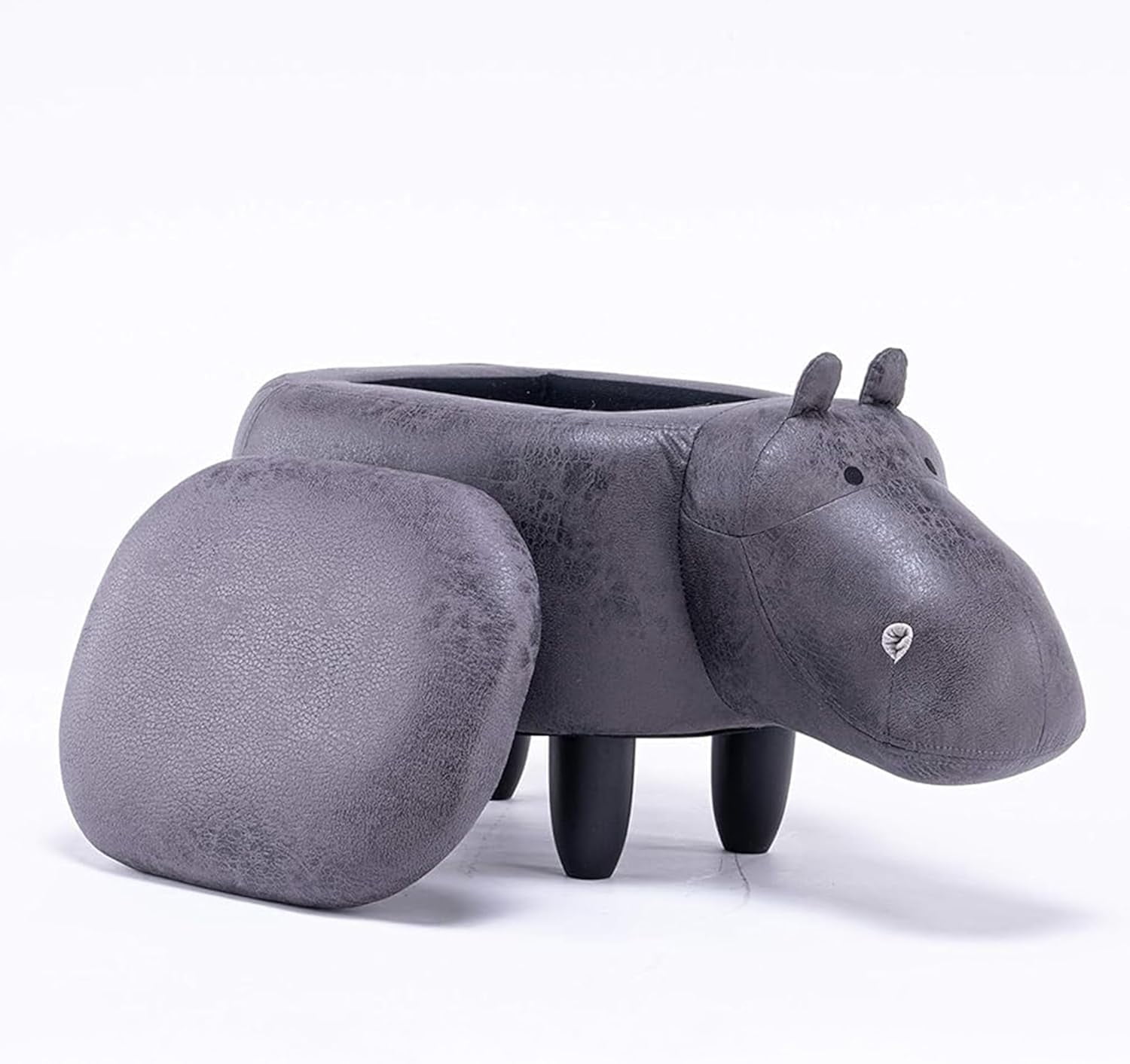 Hippo Animal Ottoman with Storage for Bedroom, Playroom, Nursery or ...
