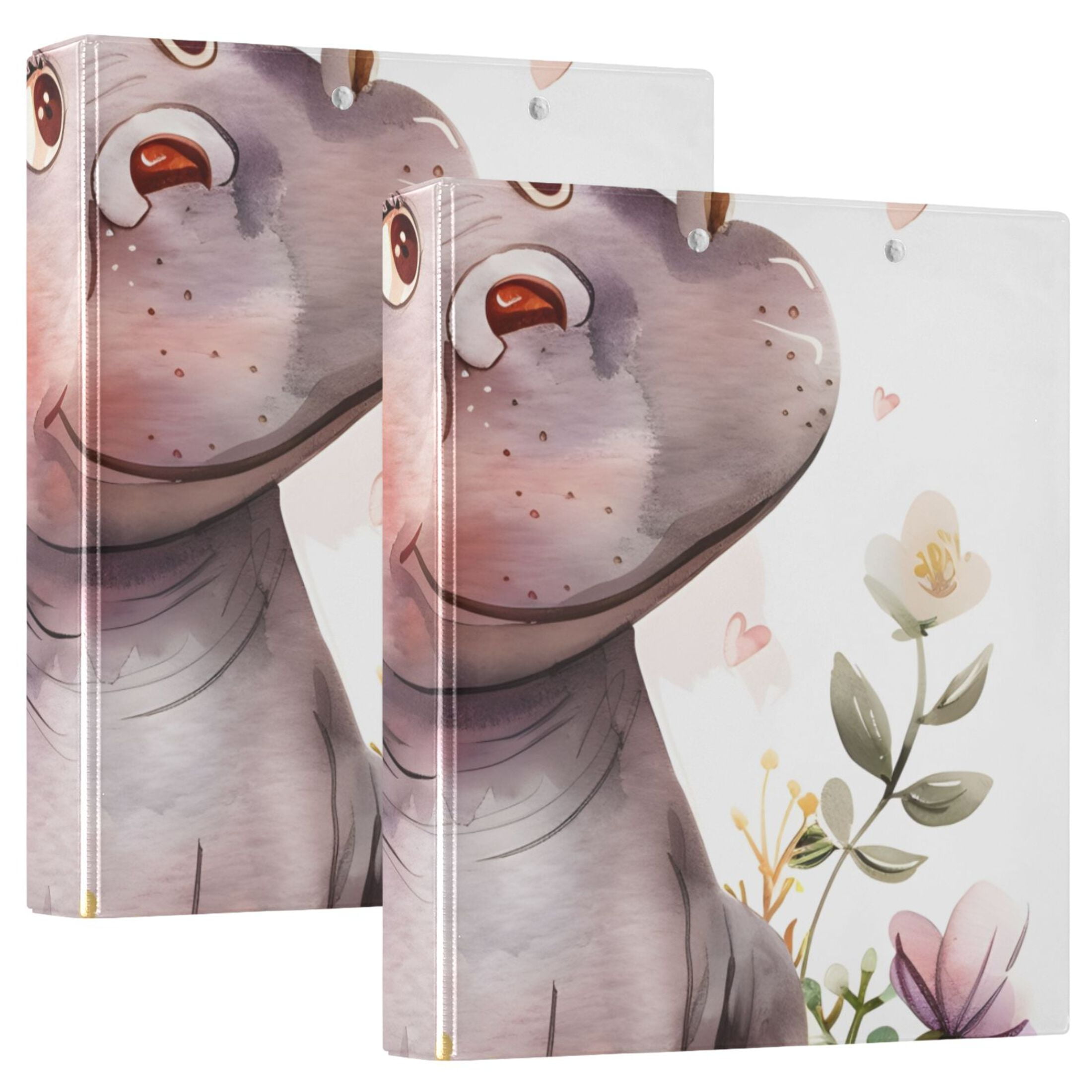 Hippo Crown Flowers 3 Ring Binders 1.5 inch Hardcover File Folders with ...