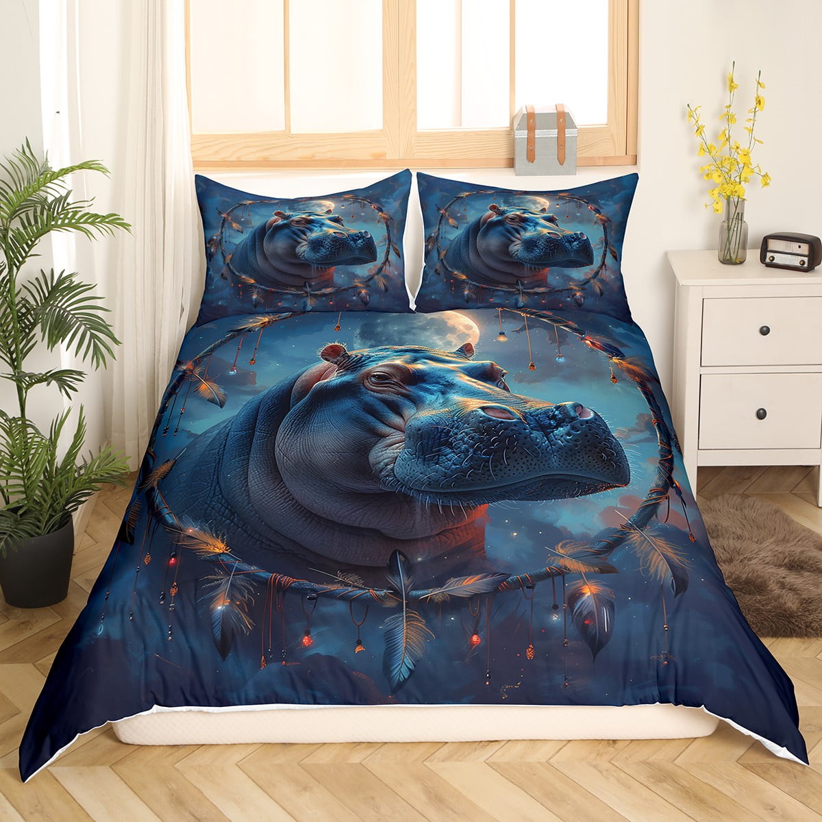 Hippo Duvet Cover Set Dreamcatcher Bedding Sets Full,Galaxy Moon ...
