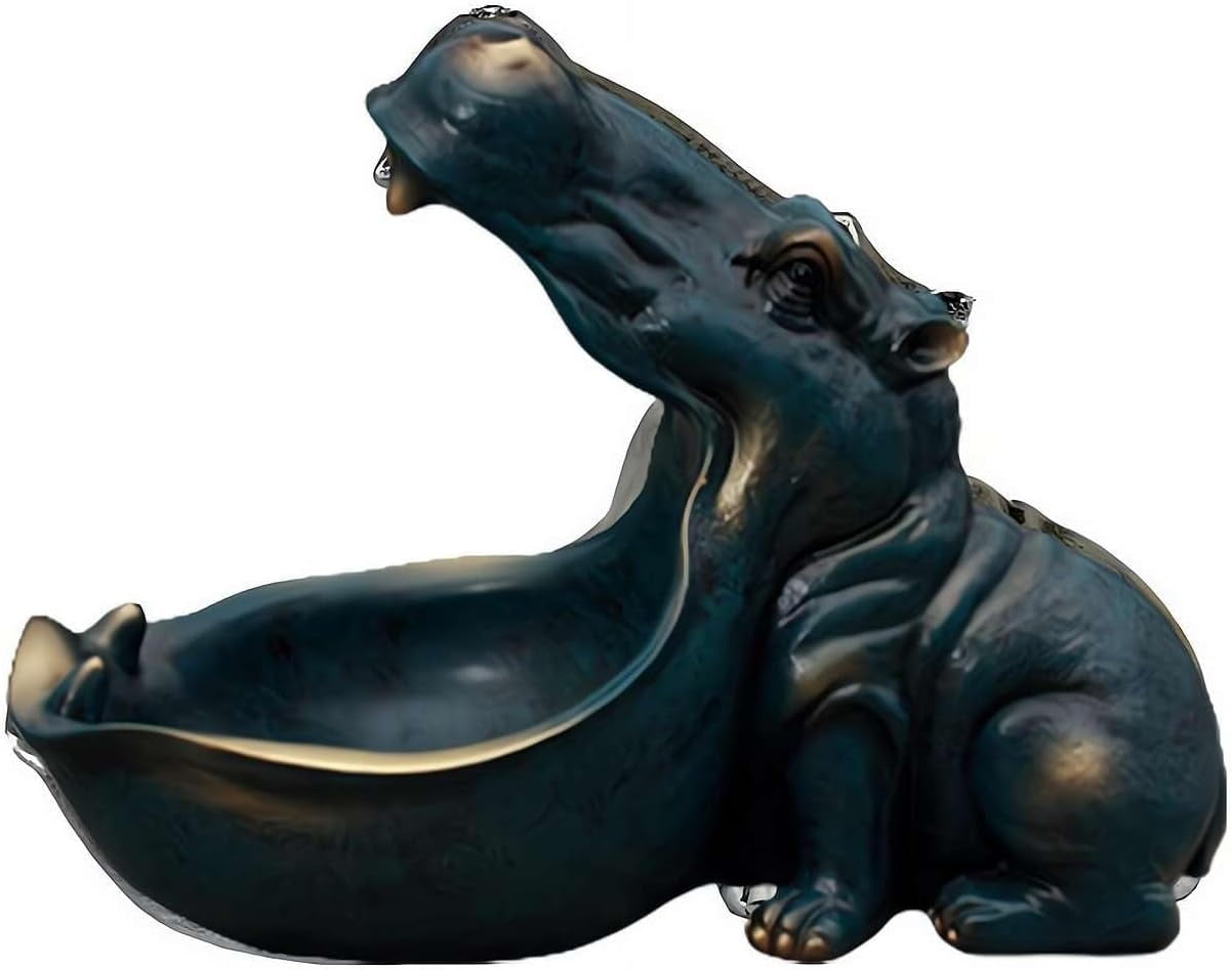 Hippo Figurine Candy Dish,Resin Fun Big Mouth Hippo Animal Statue Candy ...