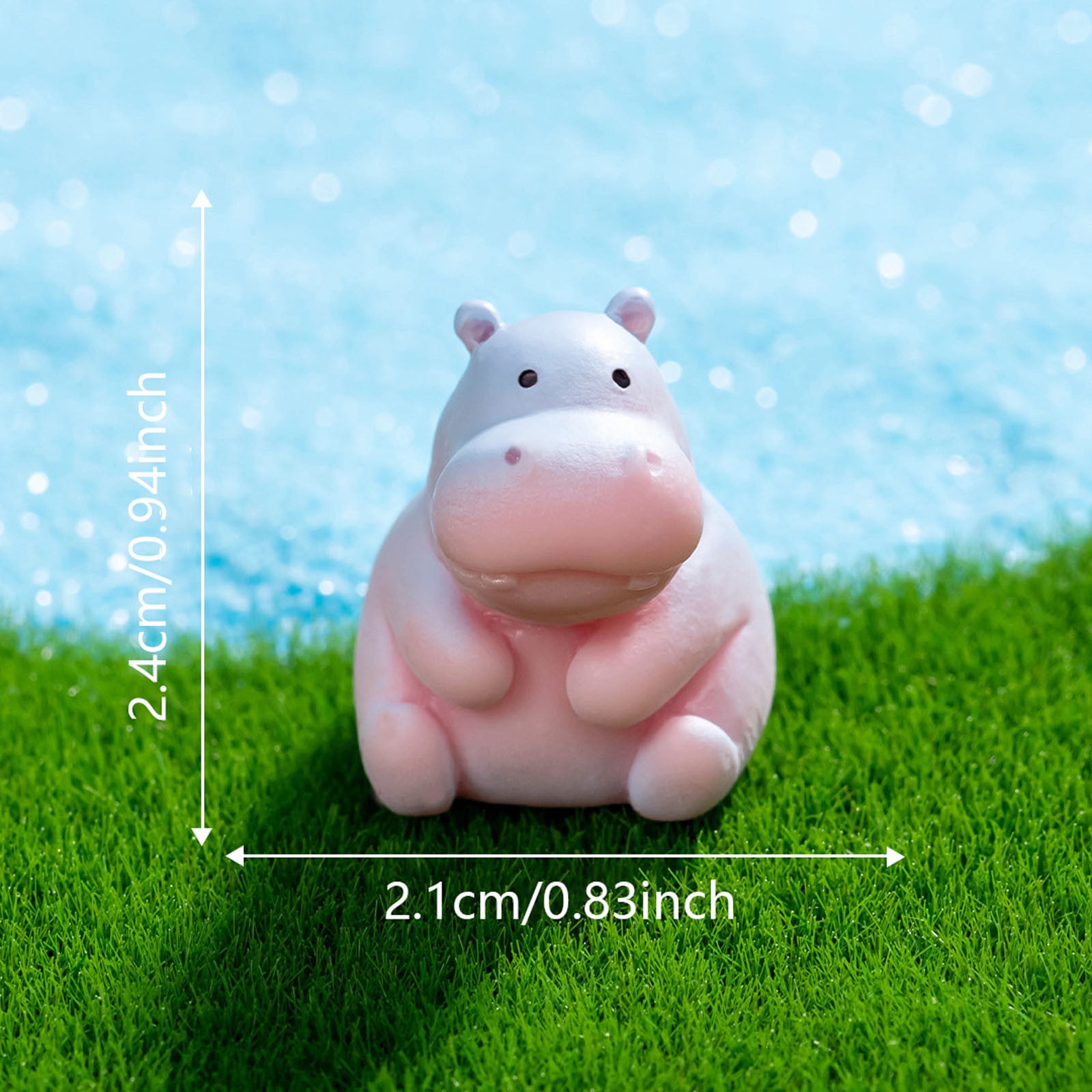 Hippo Figurine for Garden and Desk – Cute Animal Plastic Statue – Mini ...