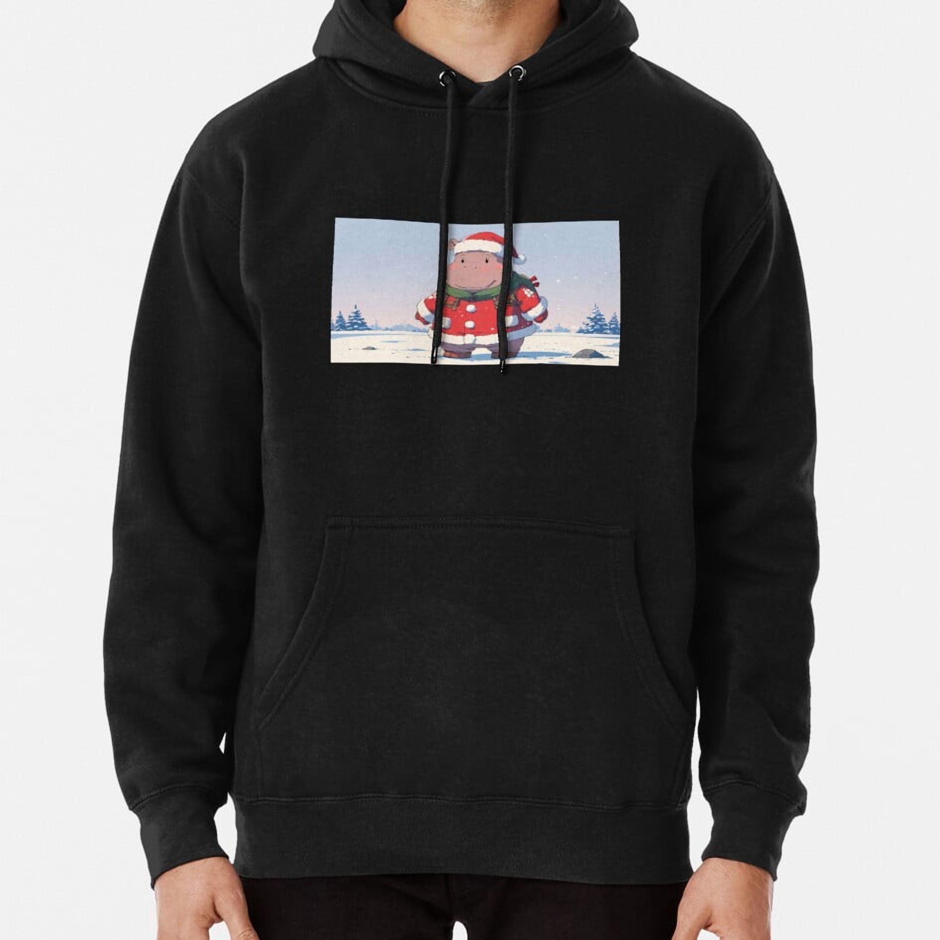 Hippo Helper in Cozy Christmas Landscape Hoodie Shirt ,for Men & Women ...