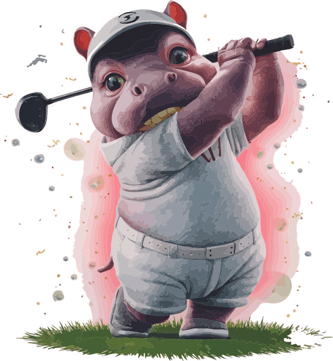 Hippo Hippopotamus Animal Jungle Wild Adventure Fun Golf Golfing ...