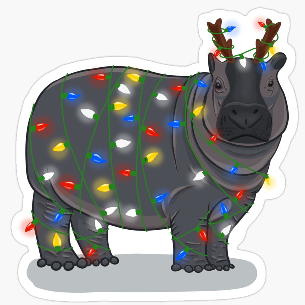 Hippo Holidays Sticker Phone Decal Water Bottle Stickers Car Decals ...
