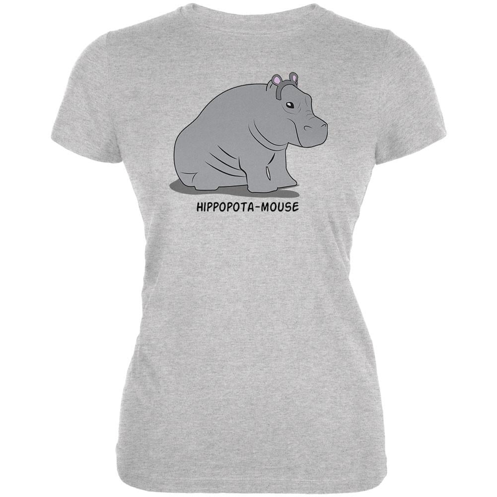 Hippo Mouse Hippopotamouse Funny Pun Juniors Soft T Shirt Heather X-LG ...