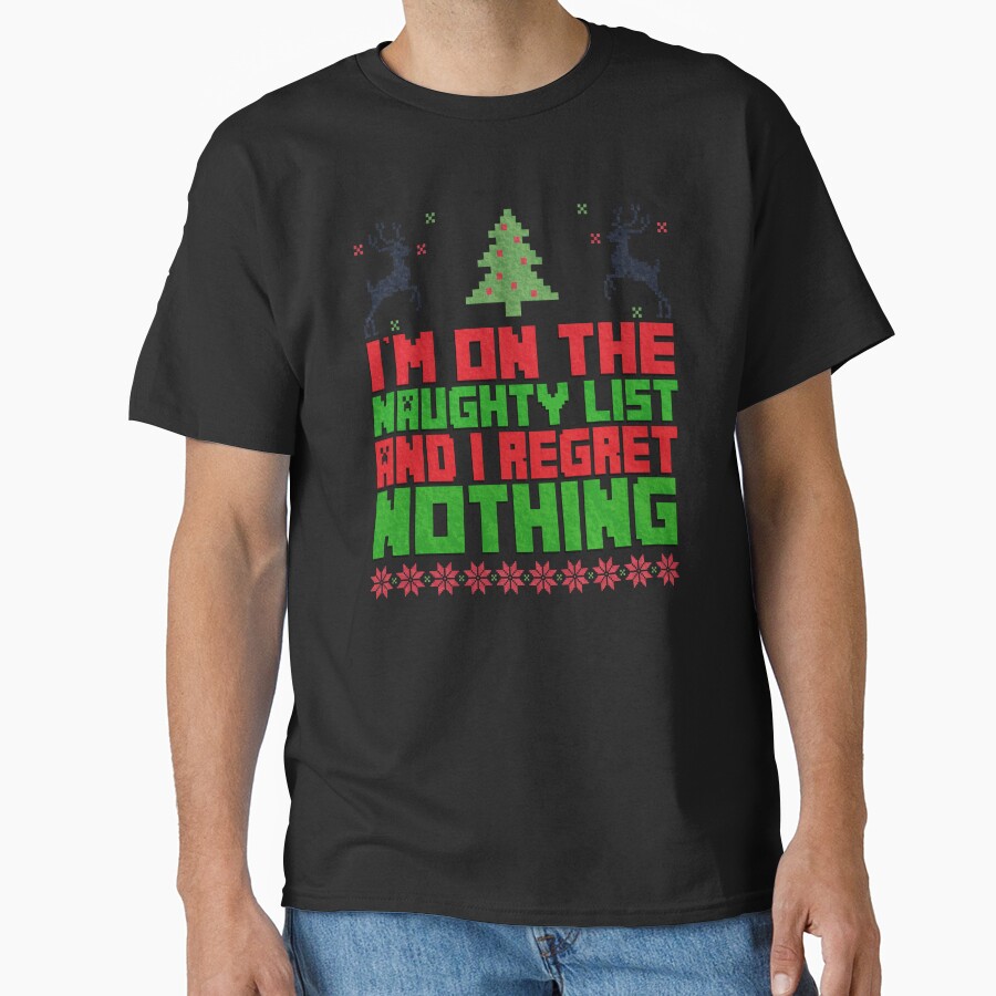 Hippo Naughty List Regret Nothing Groovy Cute Christmas Unisex T-Shirt ...