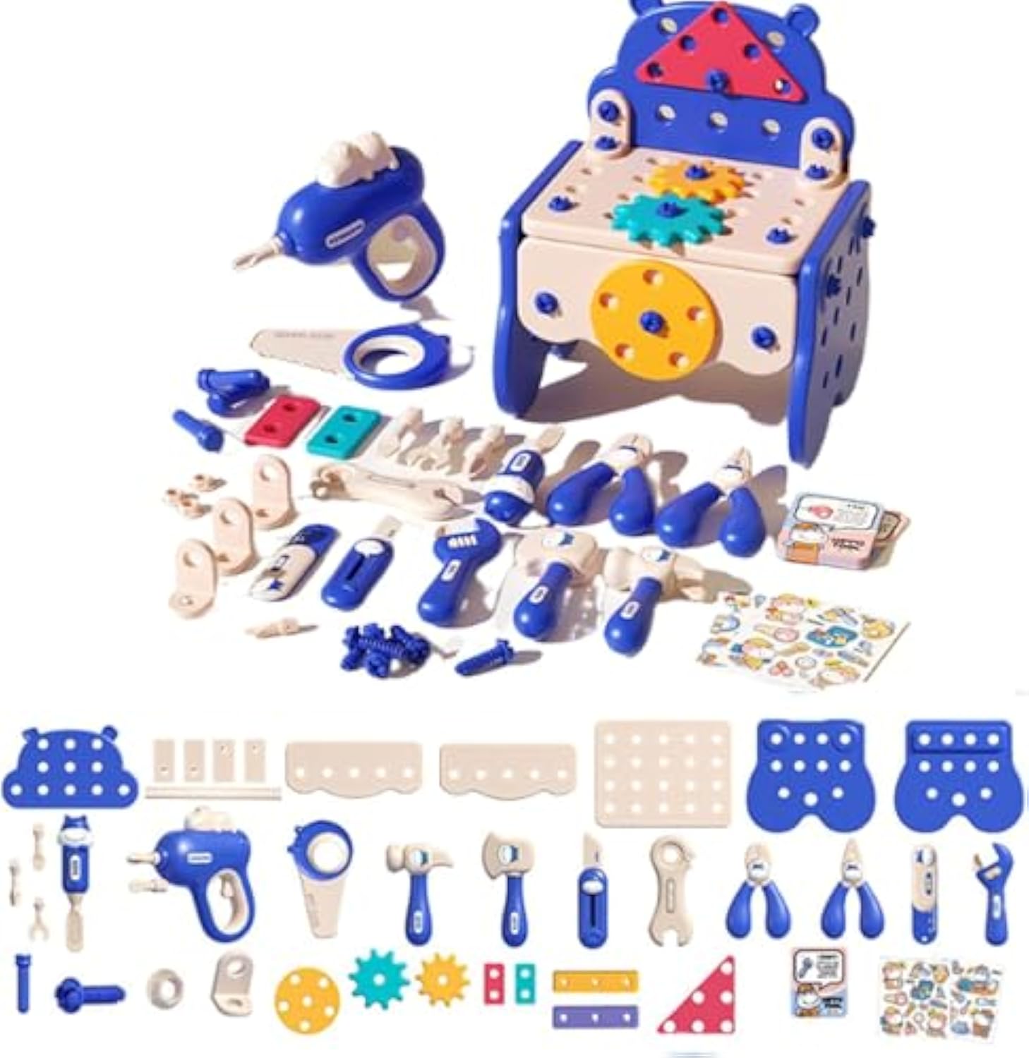 Hippo All in One Tool Hub DIY Tool Box Set, 66PCS Toddler Tool Set with ...