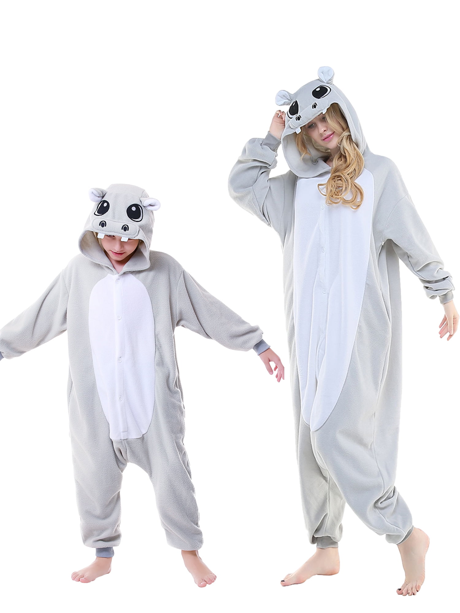 Hippo Onesie Adults Unisex Animal Pajama Polyester One-Piece Sleepwear ...