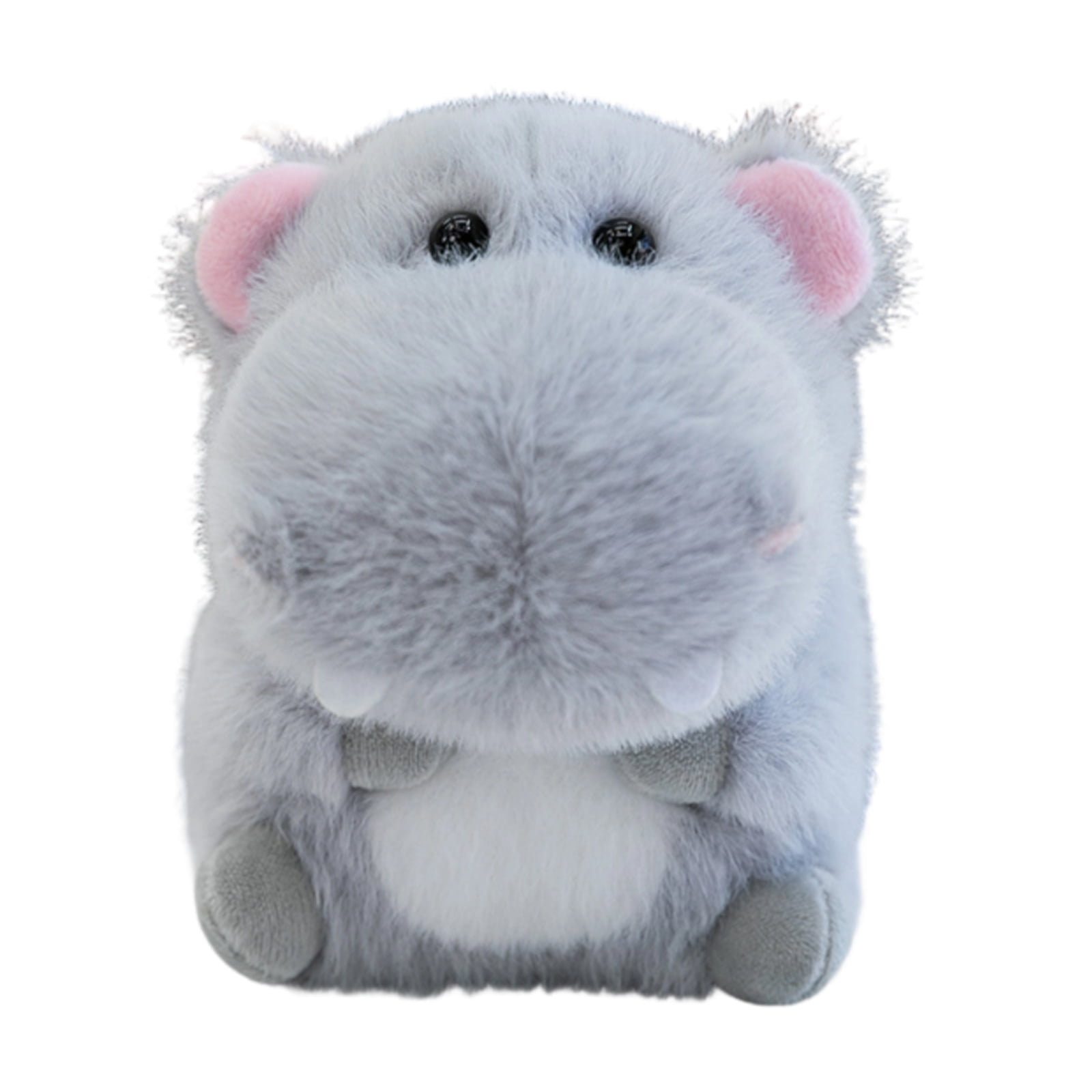 Hippo Plush Toy, Soft Hippopotamus Stuffed Animal, Gray and Pink, 6 ...
