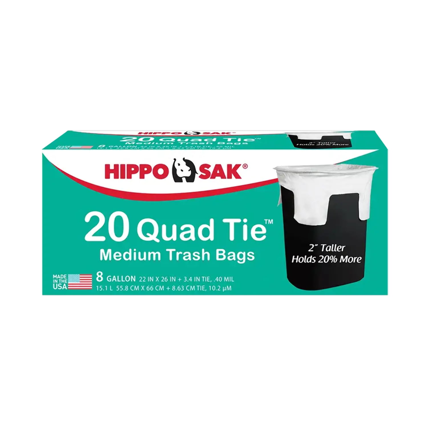 Hippo Sak Trash Bag with Flaps 20 ct 8 gal - Walmart.com