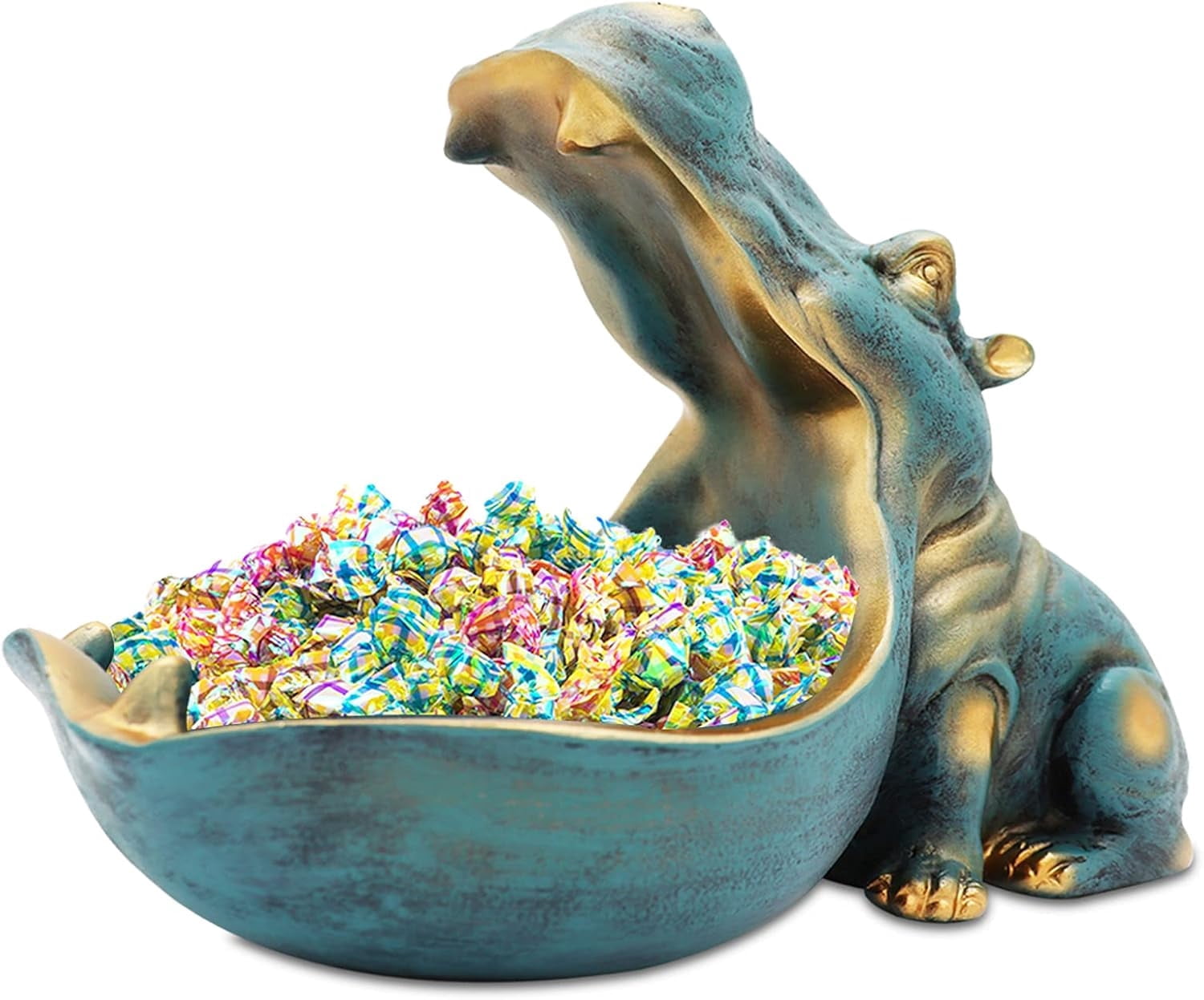 Hippo Statue,Large Hippopotamus Figurine Home Sculpture with Resin ...