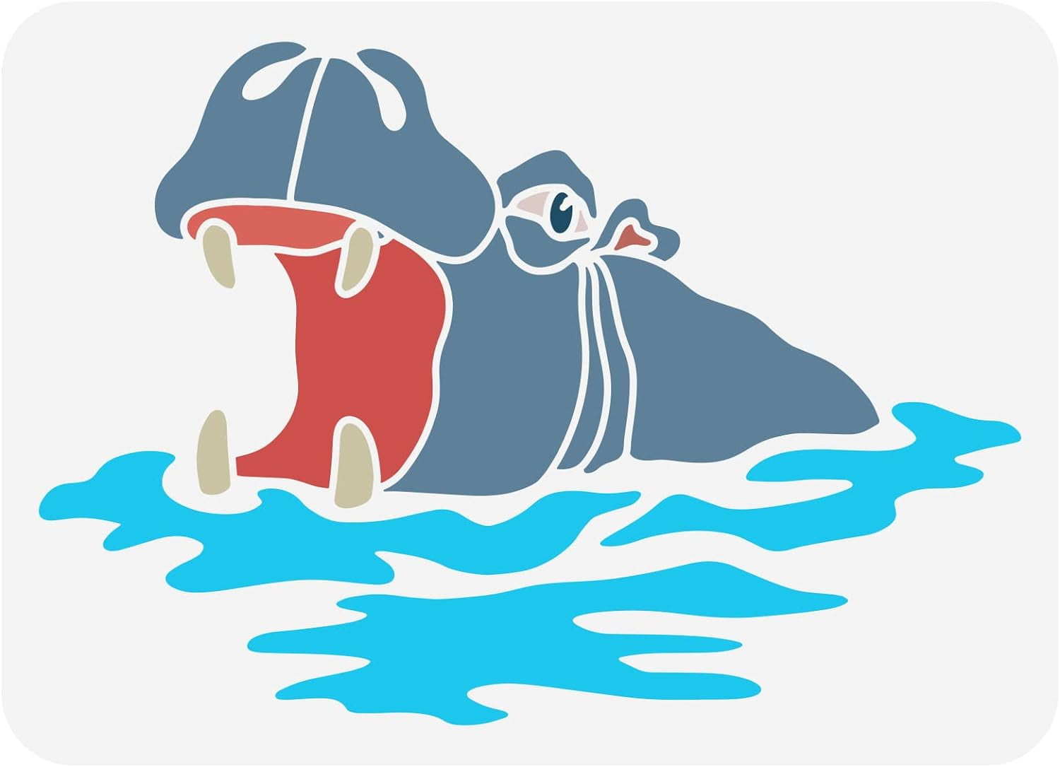 Hippo Stencil 8.3x11.7inch Reusable Hippo in The River Pattern Drawing ...