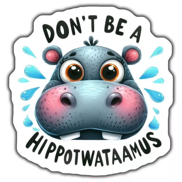 Hippo Sticker, Cute Cartoon Animal Decal, Waterproof Sticker ...