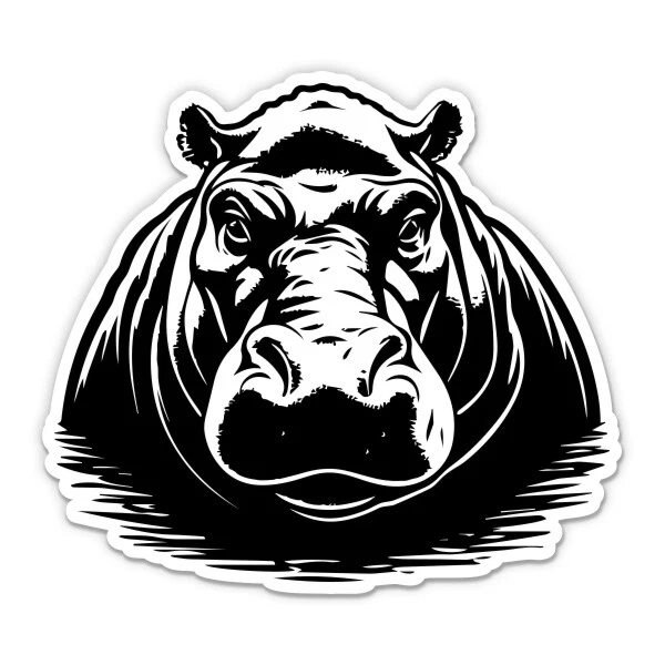 Hippo Sticker Phone Decal Water Bottle Stickers Car Decals, Laptop ...