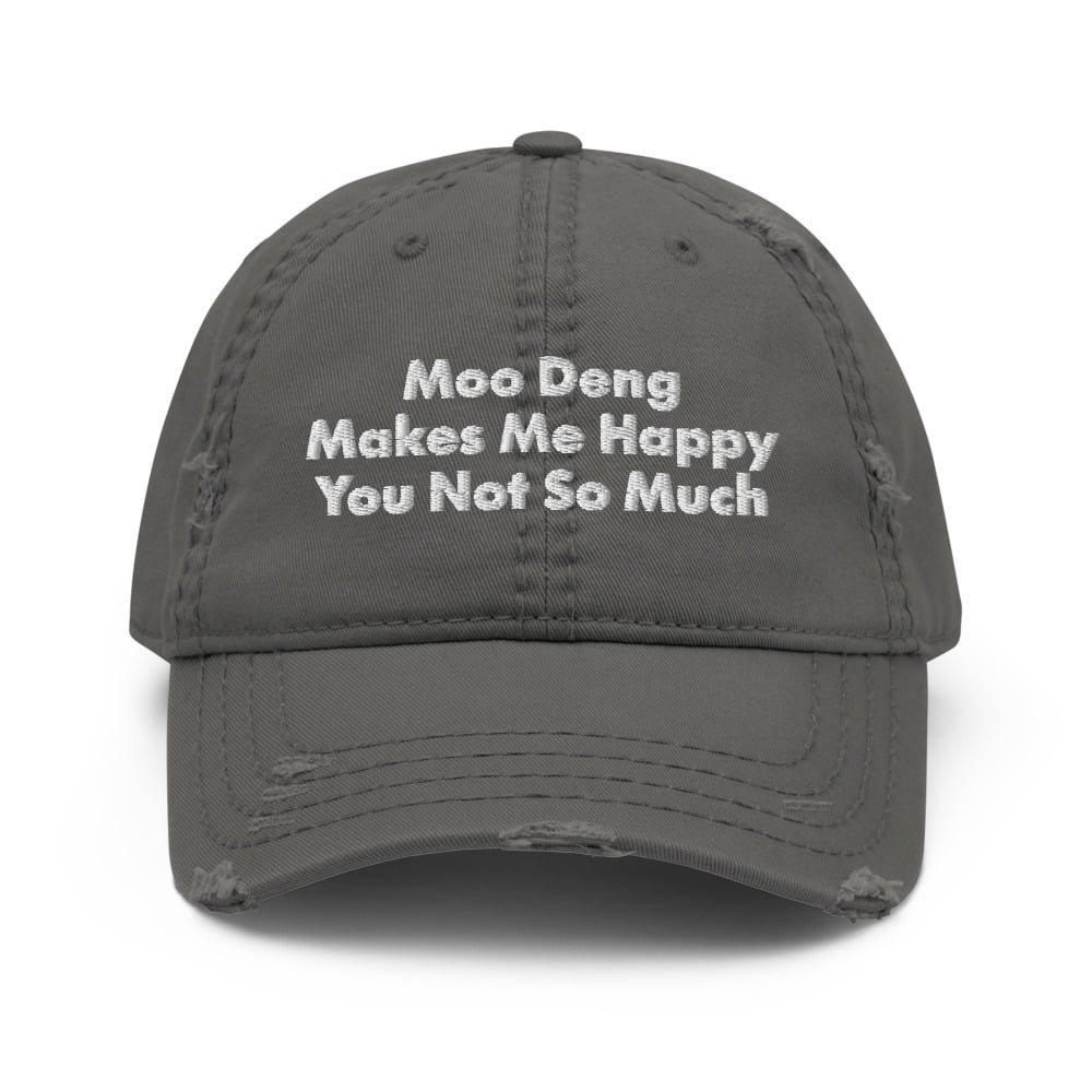Hippo Thailand Bouncy Pig Embroidered Distressed Dad Hat, Moo Deng ...