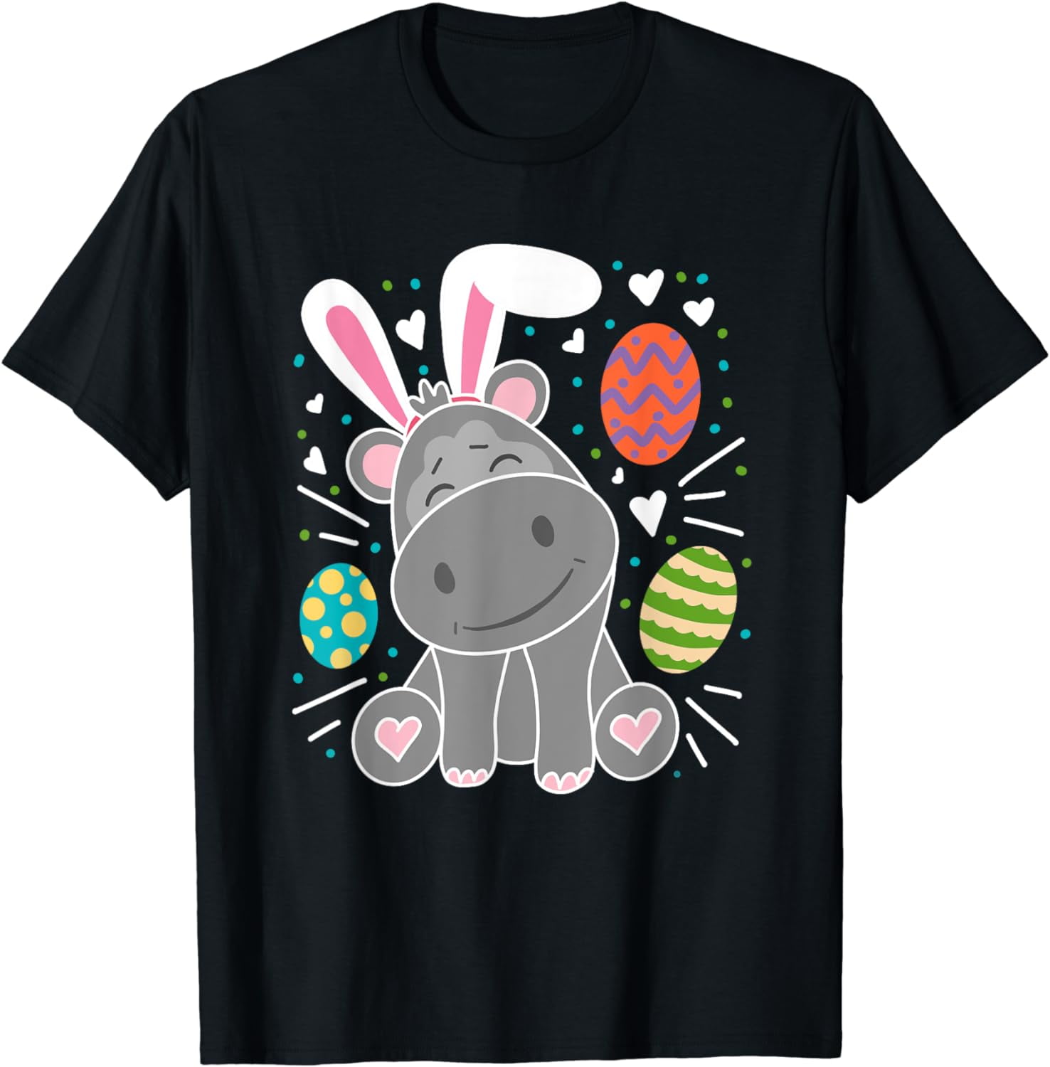 Hippo Wearing Rabbit Bunny Ears Funny Easter Sunday T-Shirt - Walmart.com