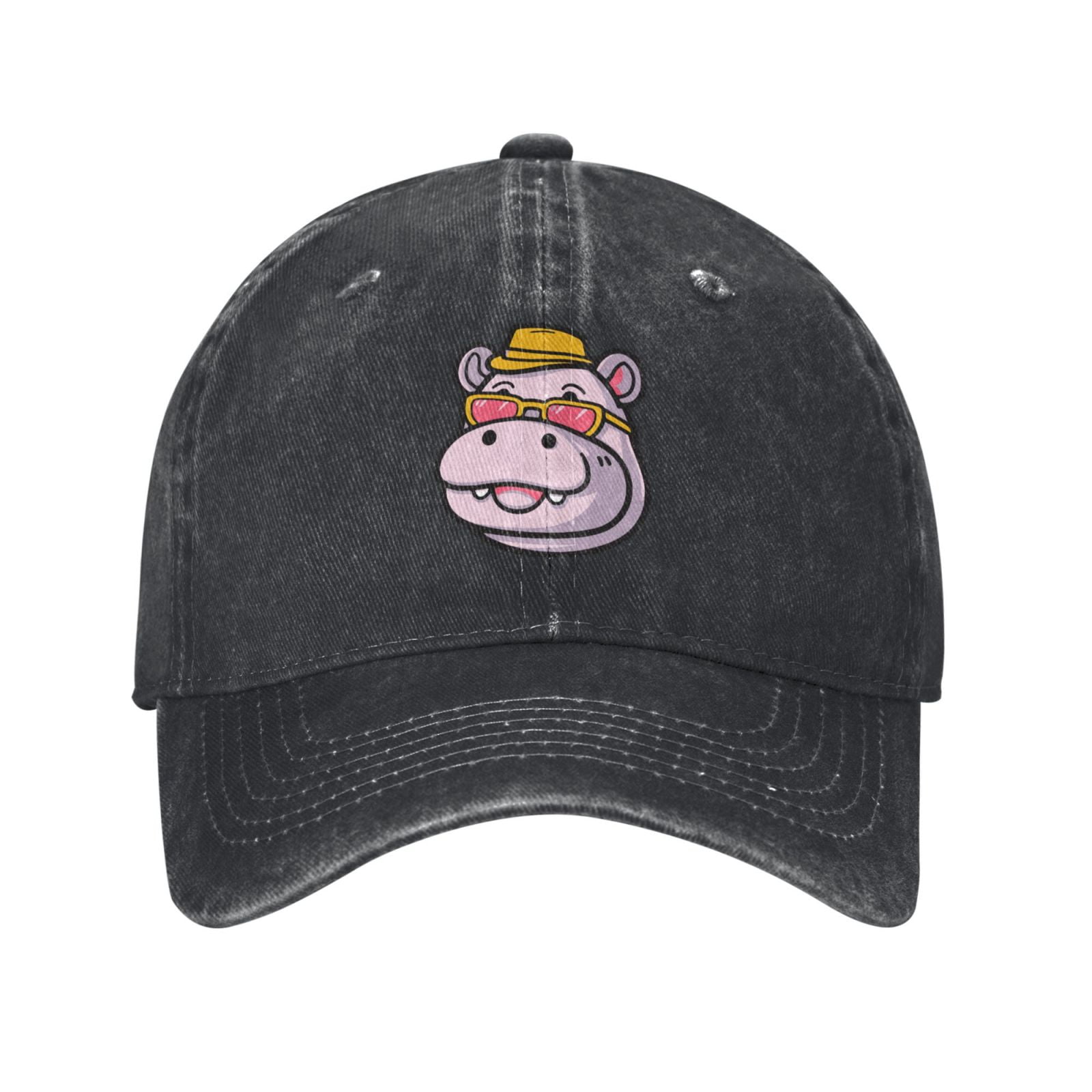 Hippo With Sunglasses Merch Adult Adjustable Classic Washed Casquette ...