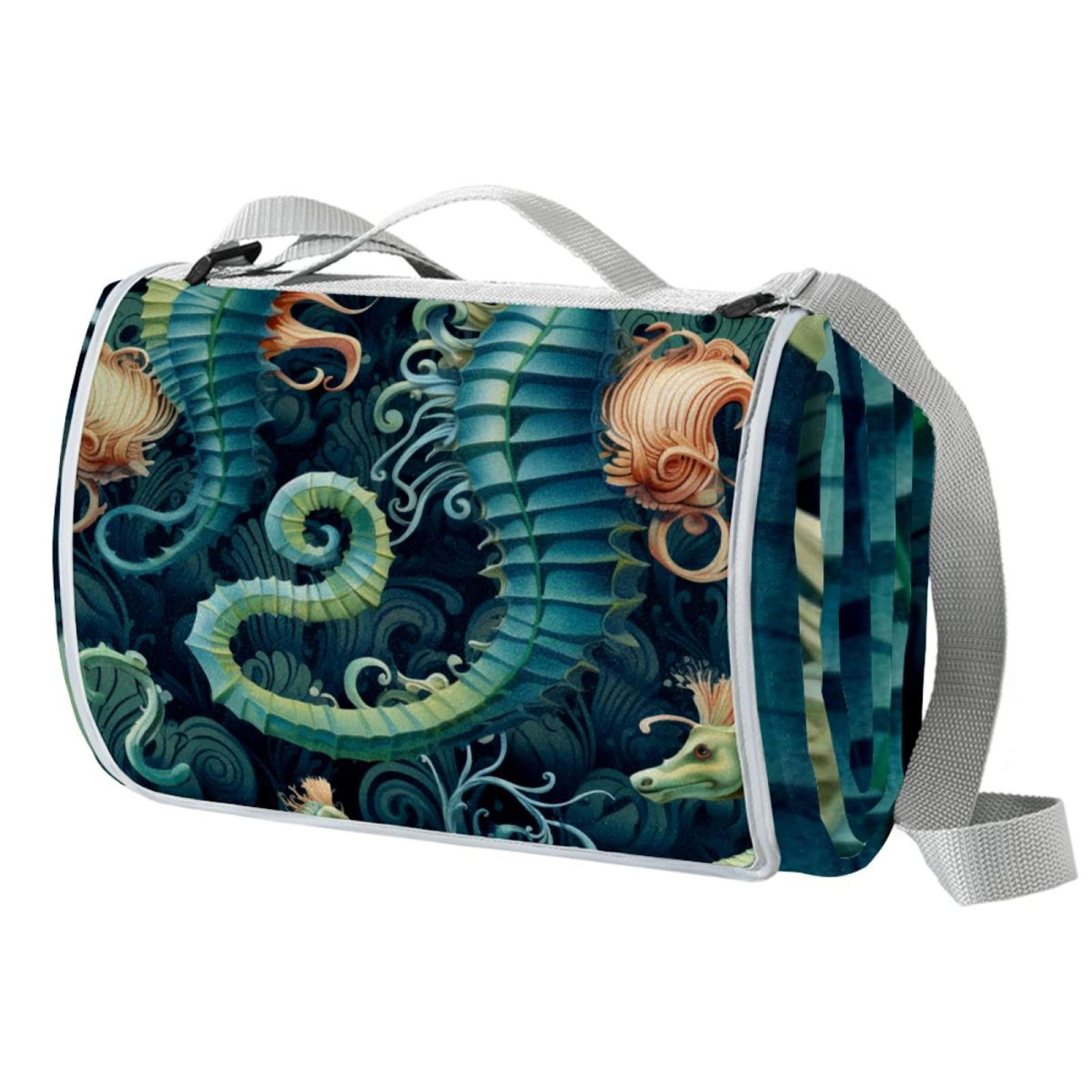 Hippocampus Canvas Picnic Blanket Waterproof and Foldable - Extra Large ...