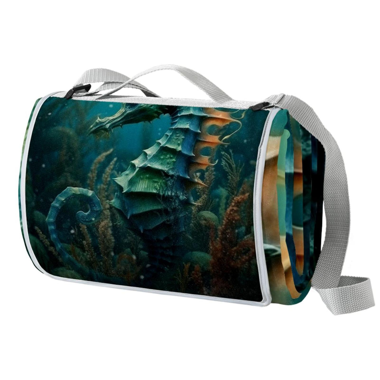 Hippocampus Canvas Picnic Mat - Foldable Outdoor Blanket for Camping ...