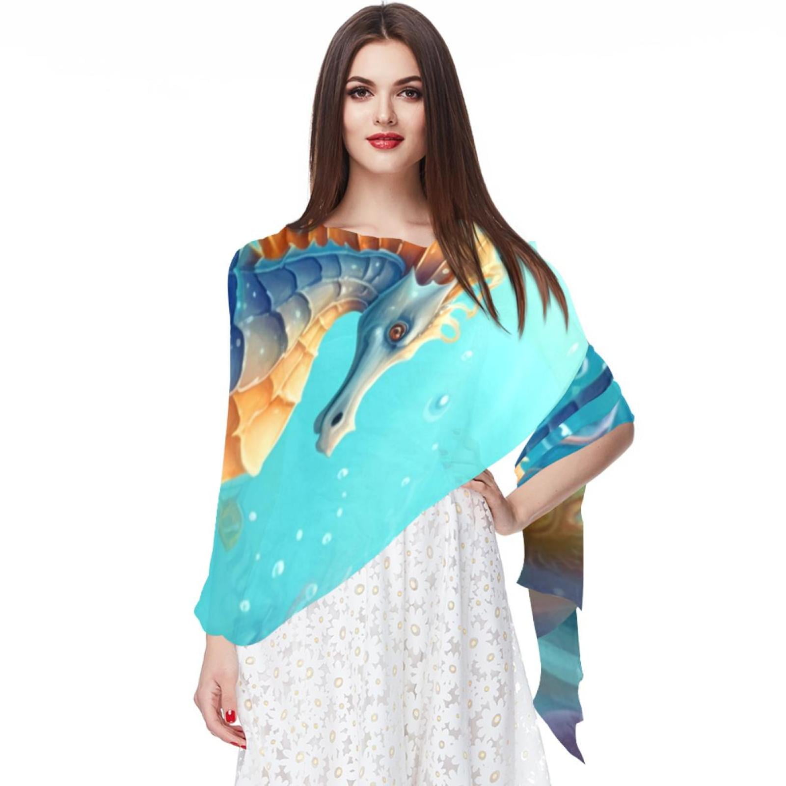 Hippocampus Chic Translucent Chiffon Hair Scarf Light Breathable 180*73 ...